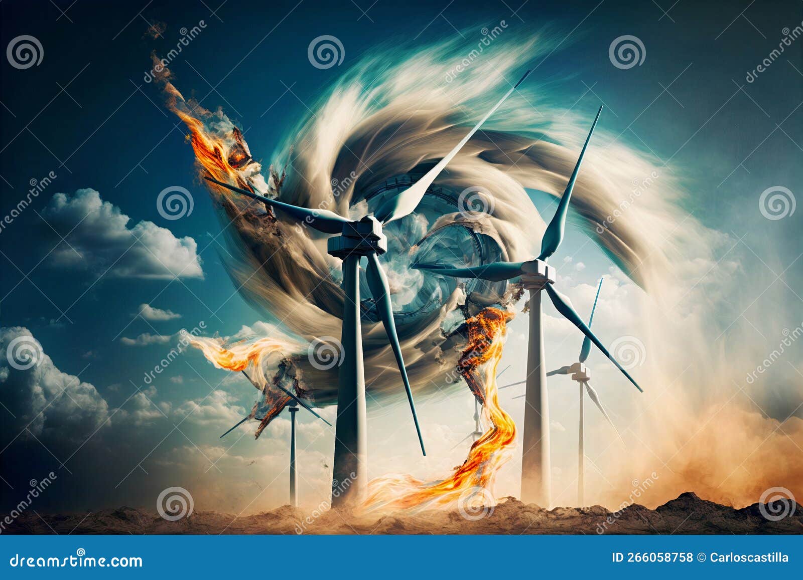 Windmills of the future stock illustration. Illustration of nature ...