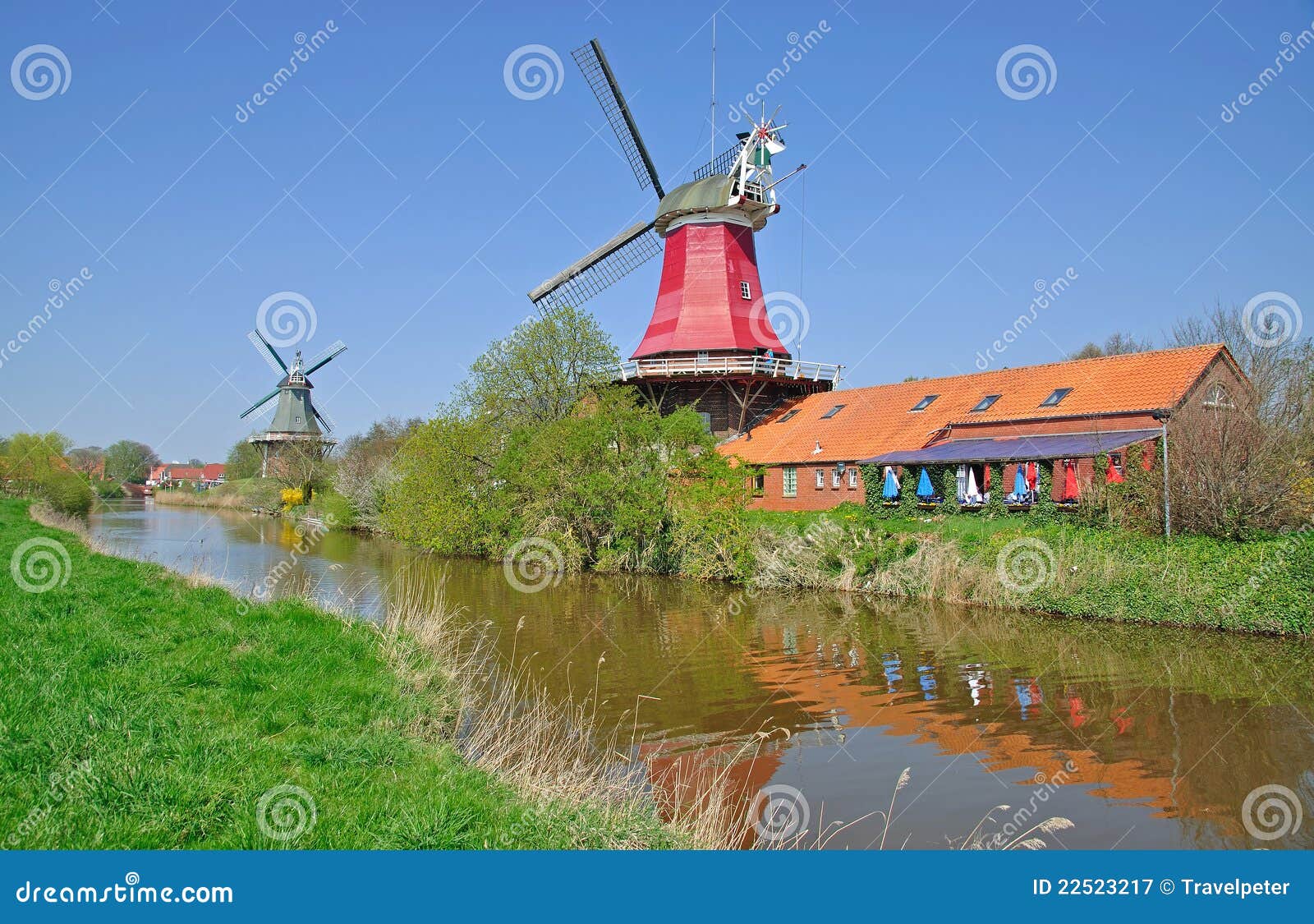 Windmills, Greetsiel, Germany Stock Image - Image of picturesque ...