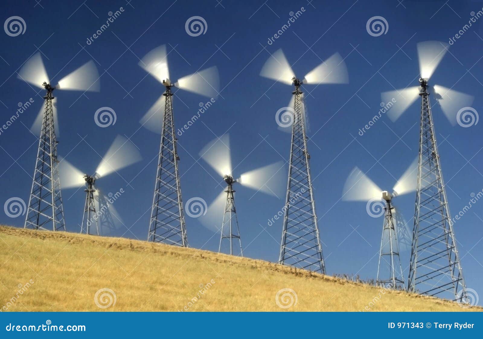 Windmills II stock image. Image of propeller, windfarm - 971343