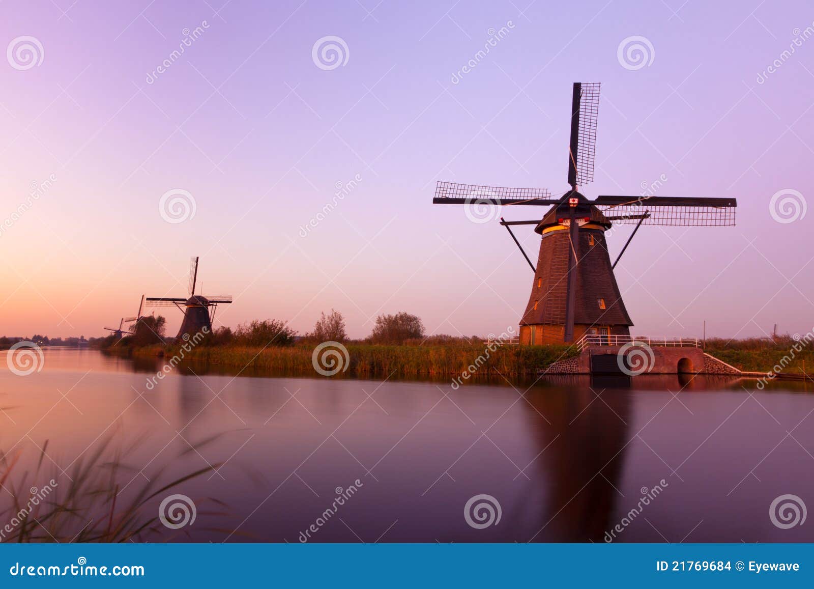 Windmills at Kinderdijk Near Rotterdam Stock Photo - Image of long ...