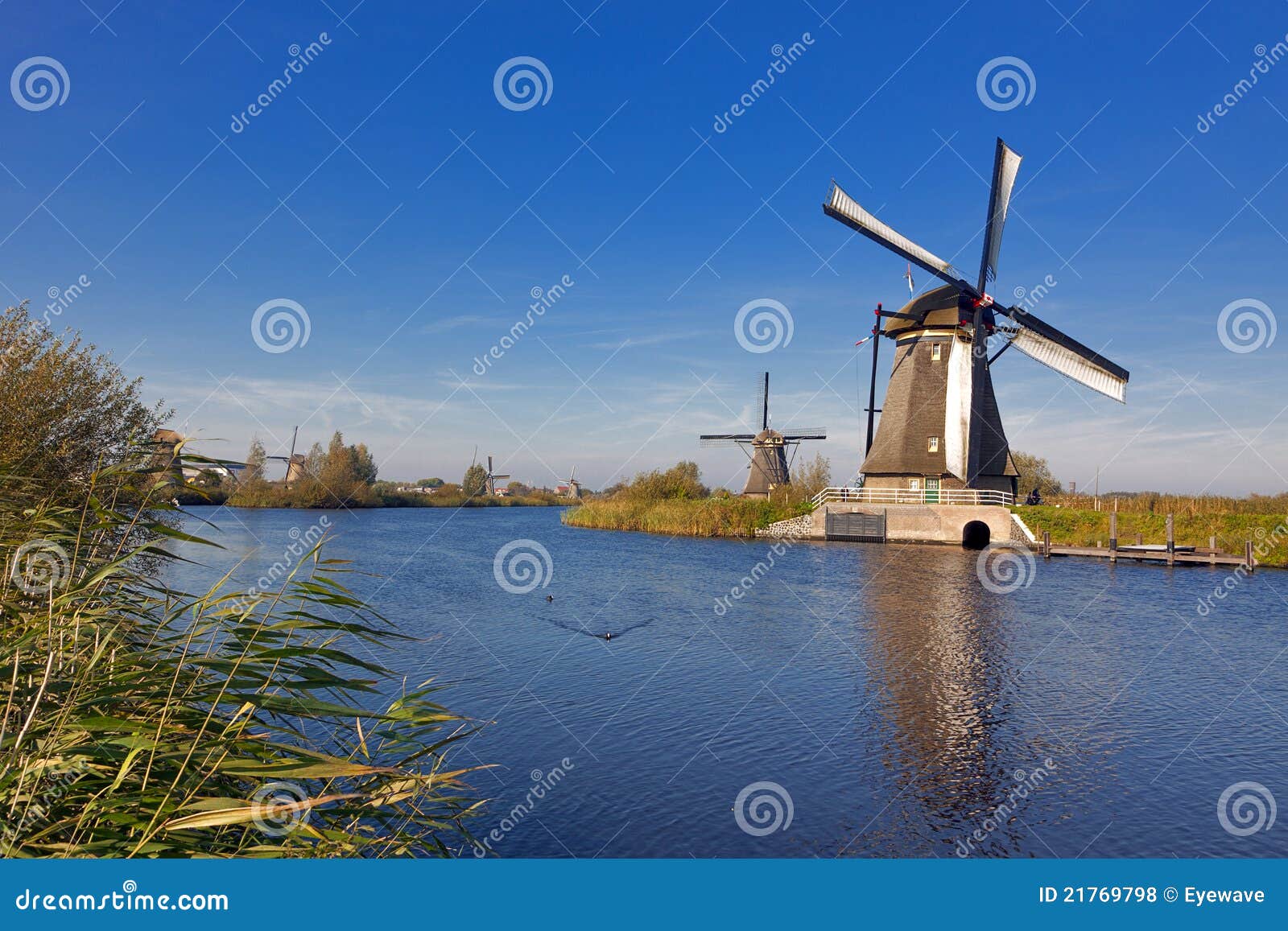 Windmills at Kinderdijk Near Rotterdam Stock Photo - Image of landmark ...