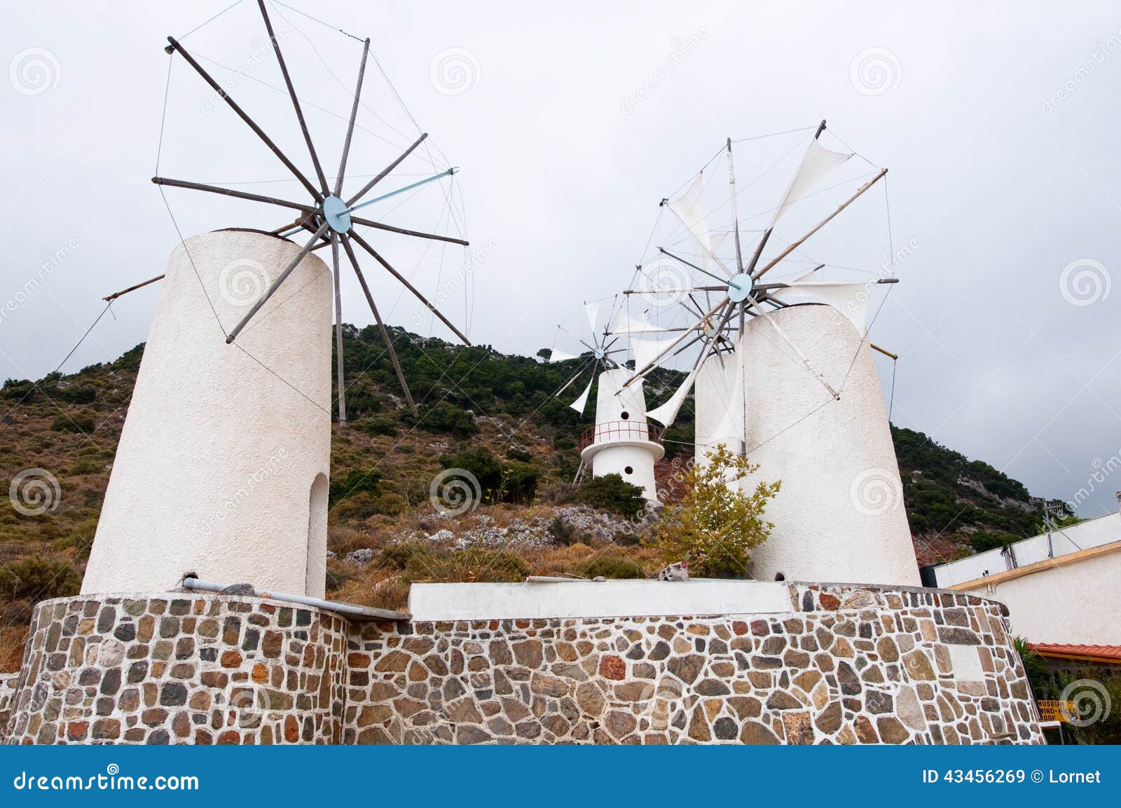 Windmills at Lasithi Plateau. Crete, Greece Stock Image - Image of ...