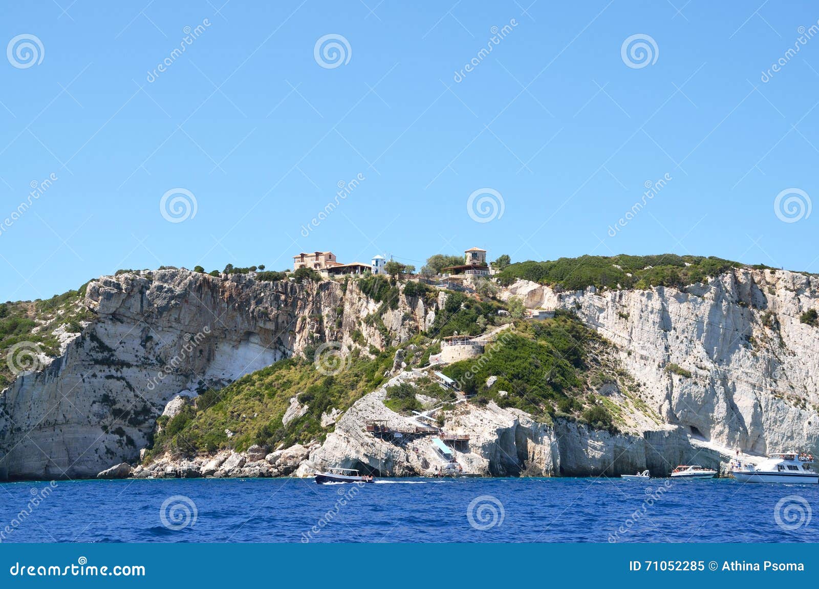 Windmills and Lighthouse at Skinari in Zakynthos Stock Image - Image of ...