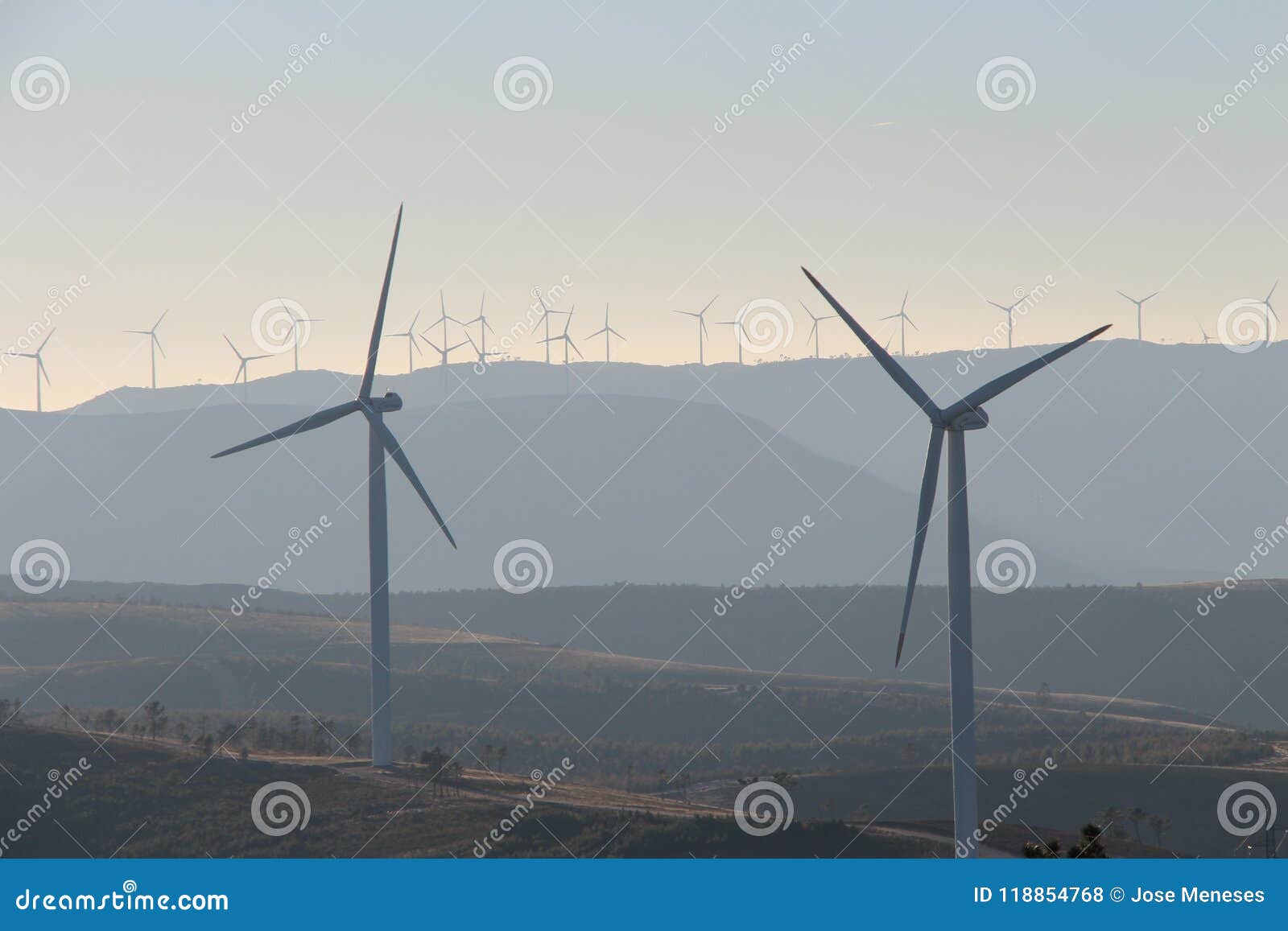 Windmills on the mountain stock photo. Image of nature - 118854768
