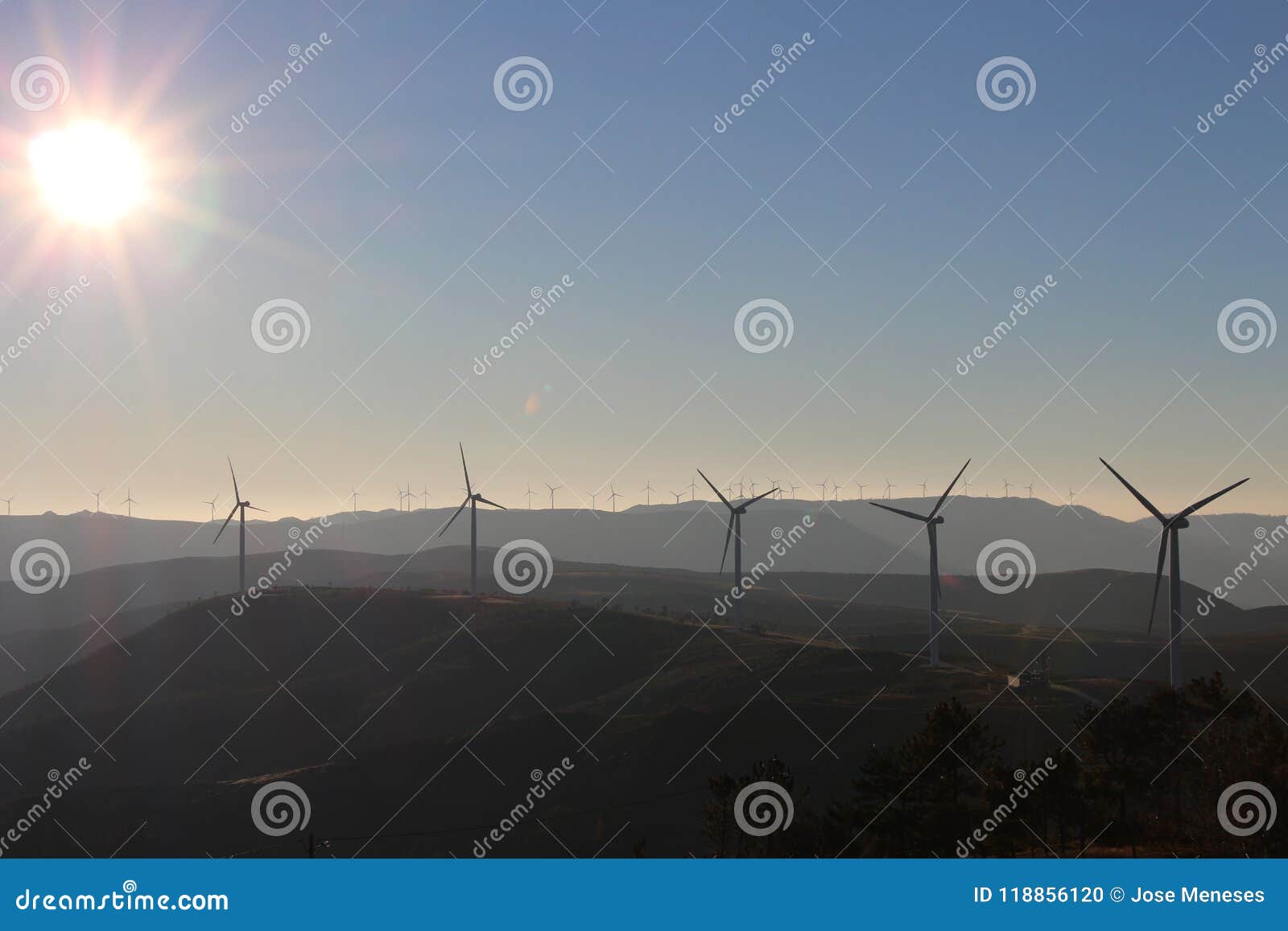 Windmills on the mountain stock photo. Image of homemade - 118856120