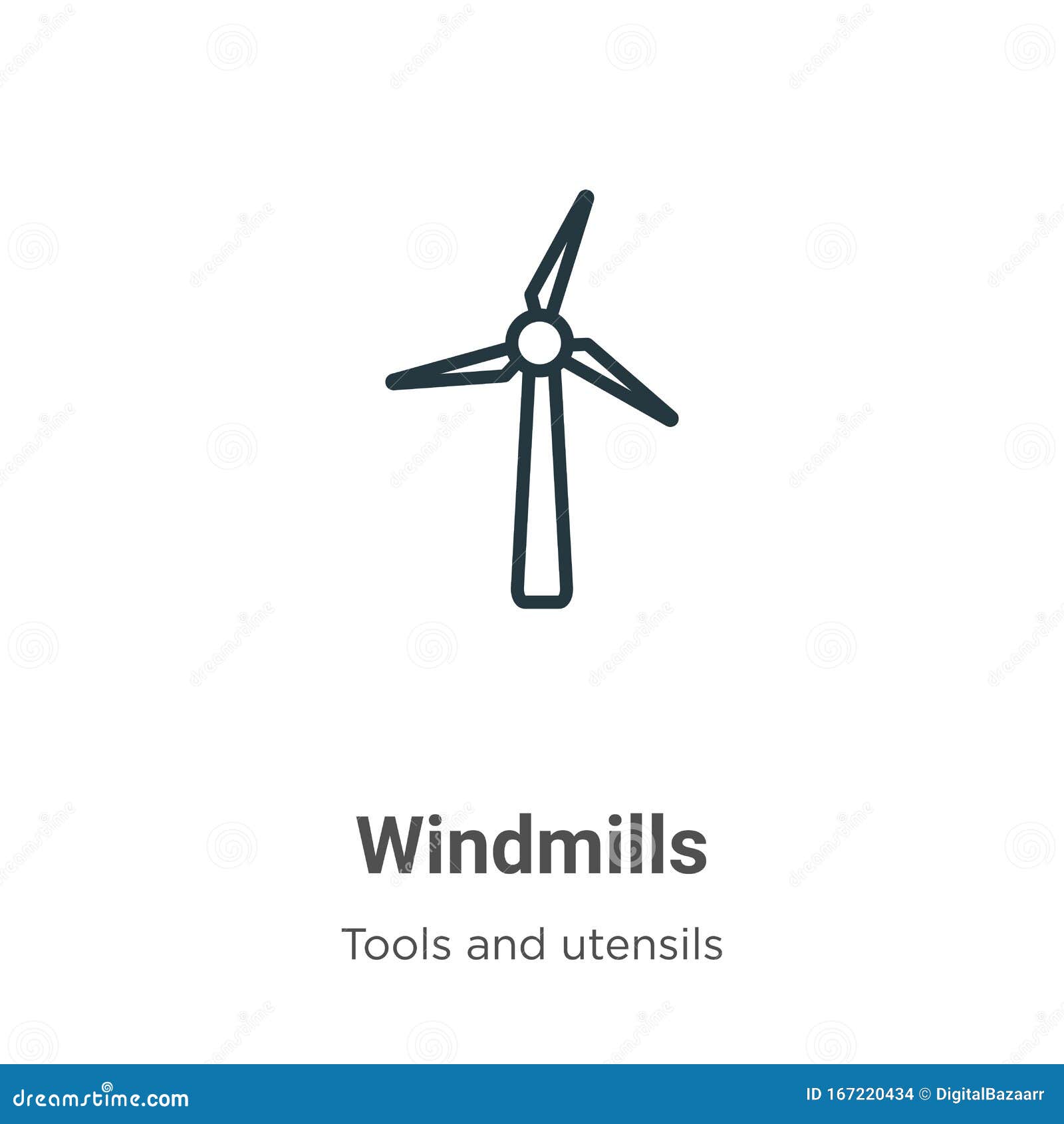 Windmills Outline Vector Icon. Thin Line Black Windmills Icon, Flat ...