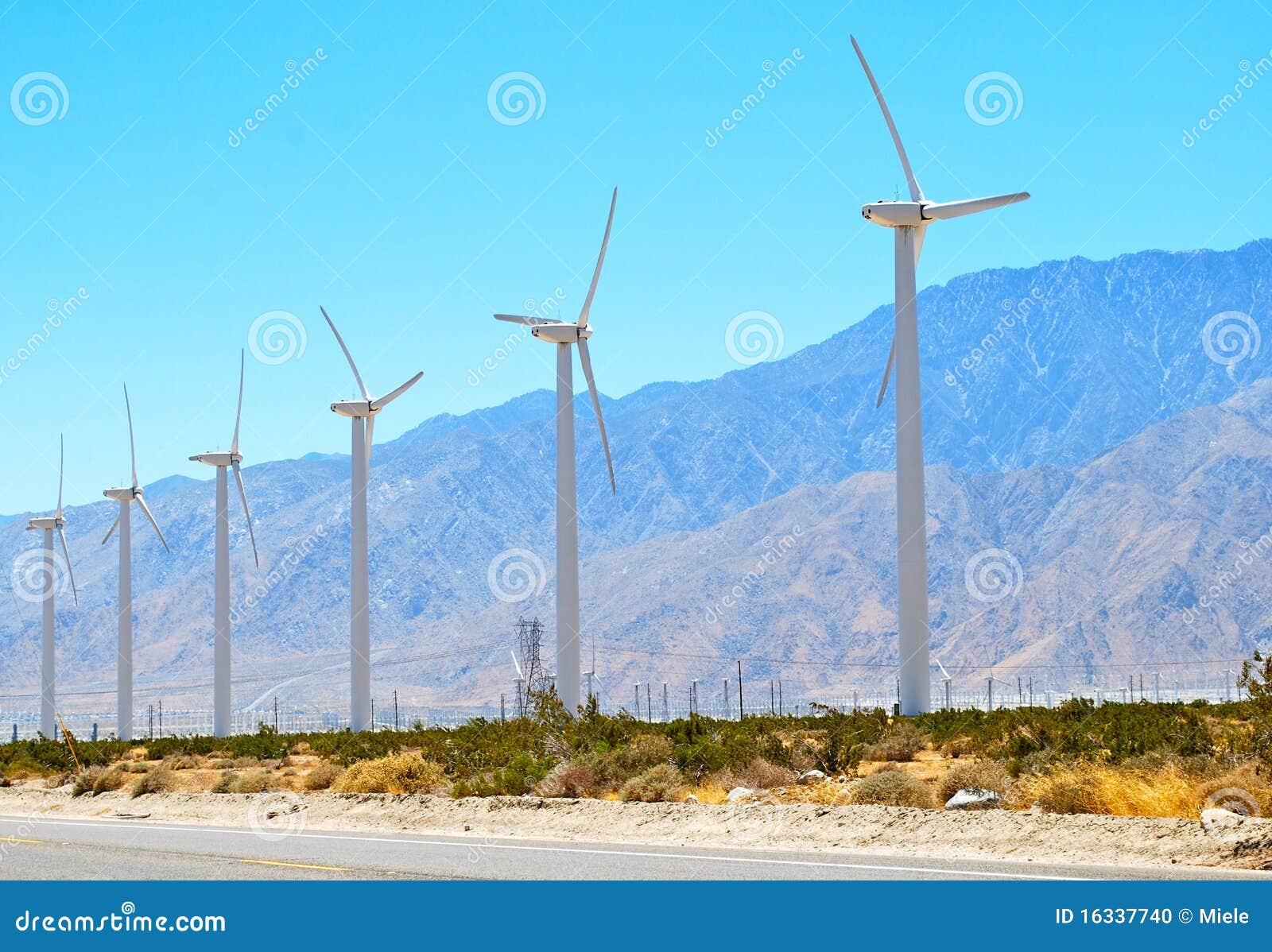 Windmills Park and Mountain Stock Photo - Image of innovation ...