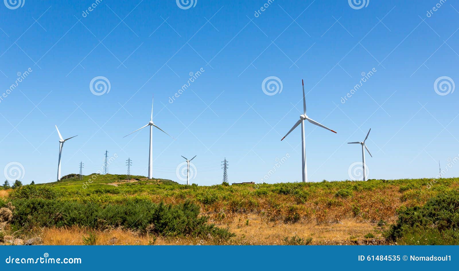 Windmills in the valley stock image. Image of green, renewable - 61484535