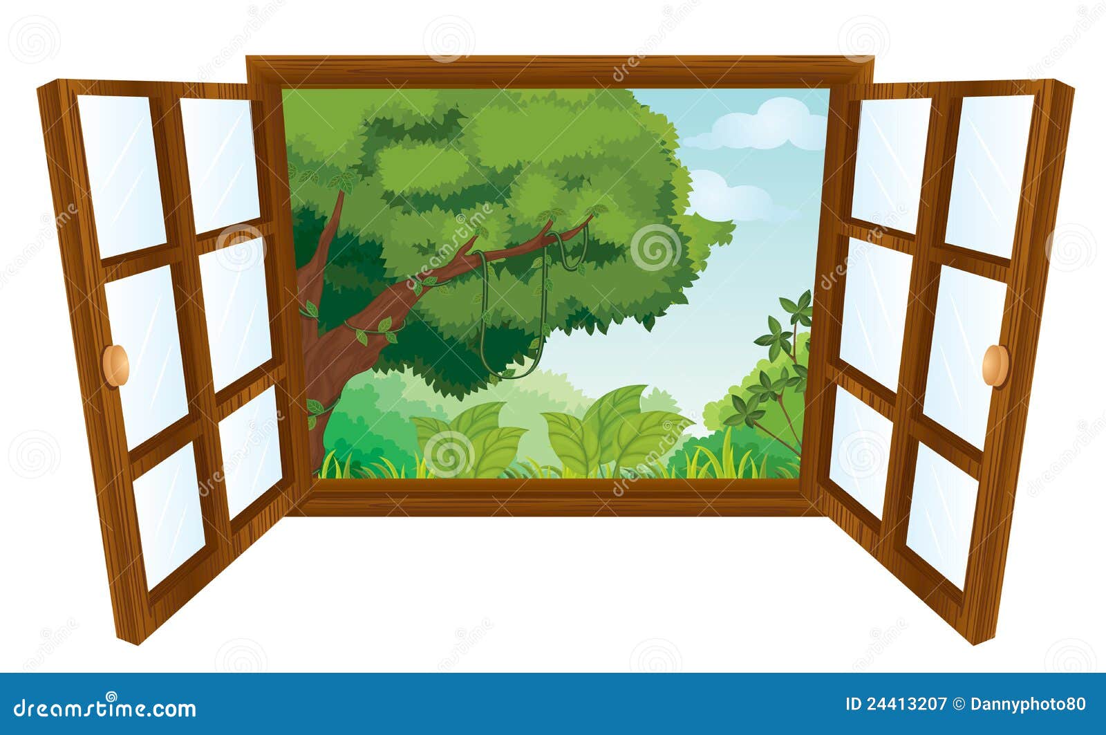 Window stock vector. Illustration of rain, forest, vines - 24413207