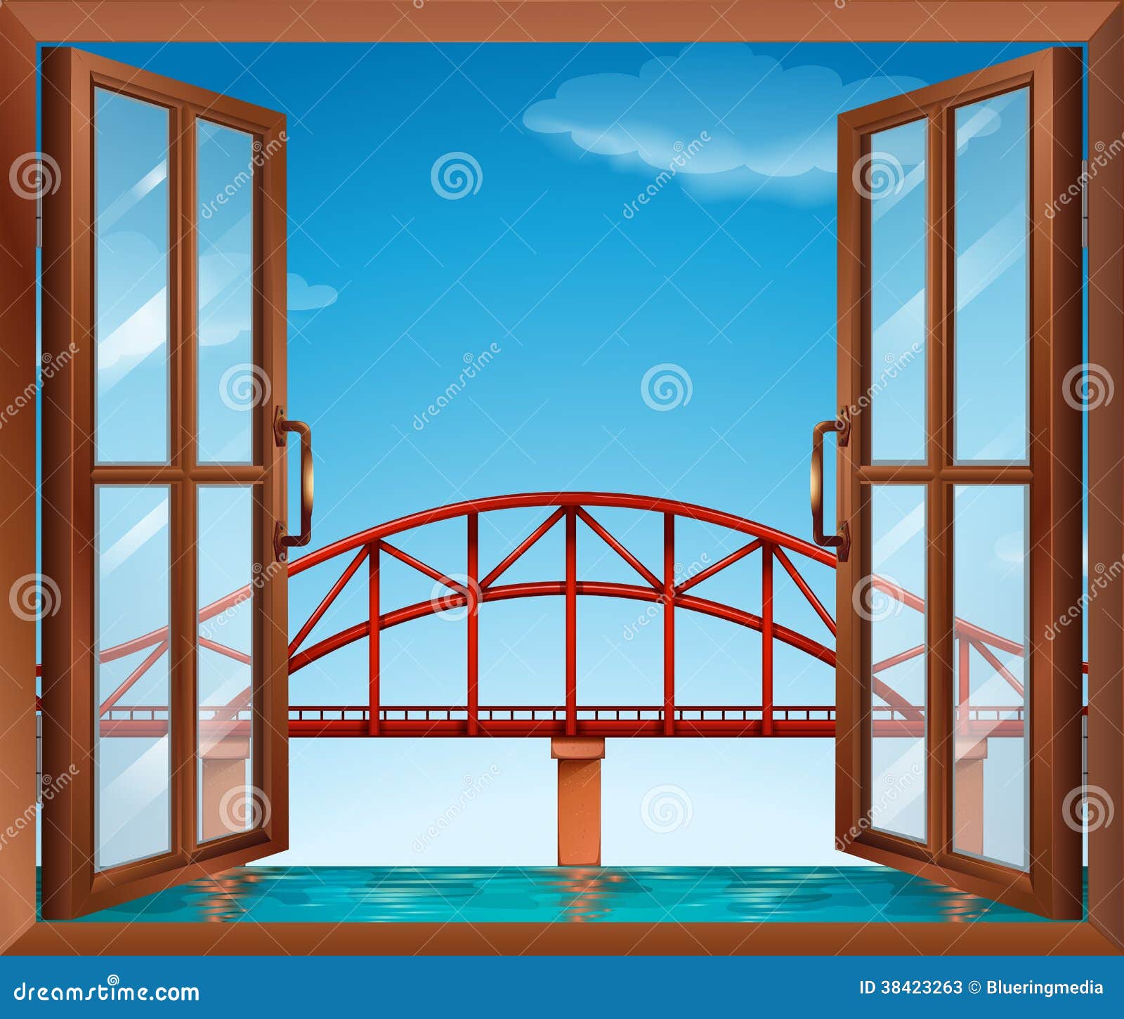 A window across the bridge stock vector. Illustration of held - 38423263