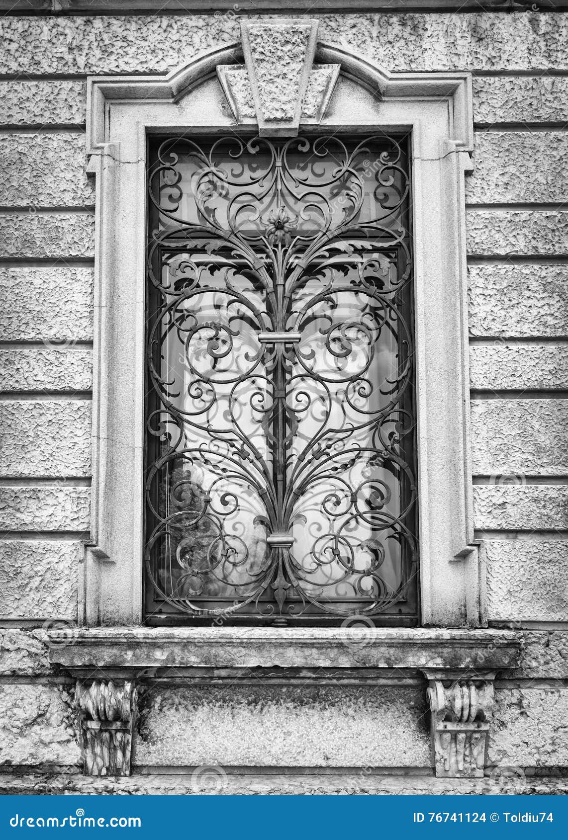 Window of an Ancient Italian Villa with Artistic Iron Grill. Stock ...