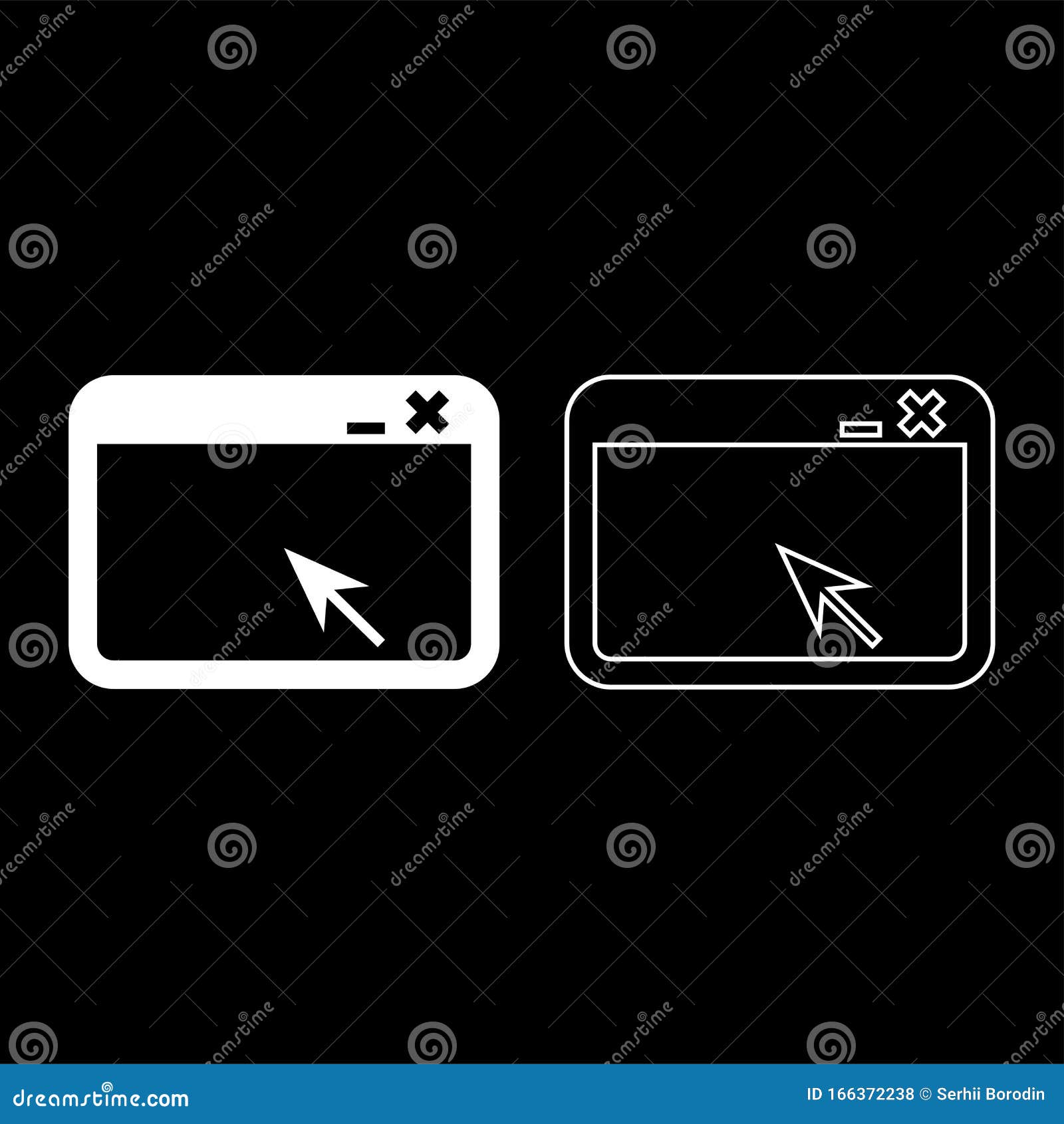 Window Application with Arrow Browser Concept Web Page Icon Outline Set ...