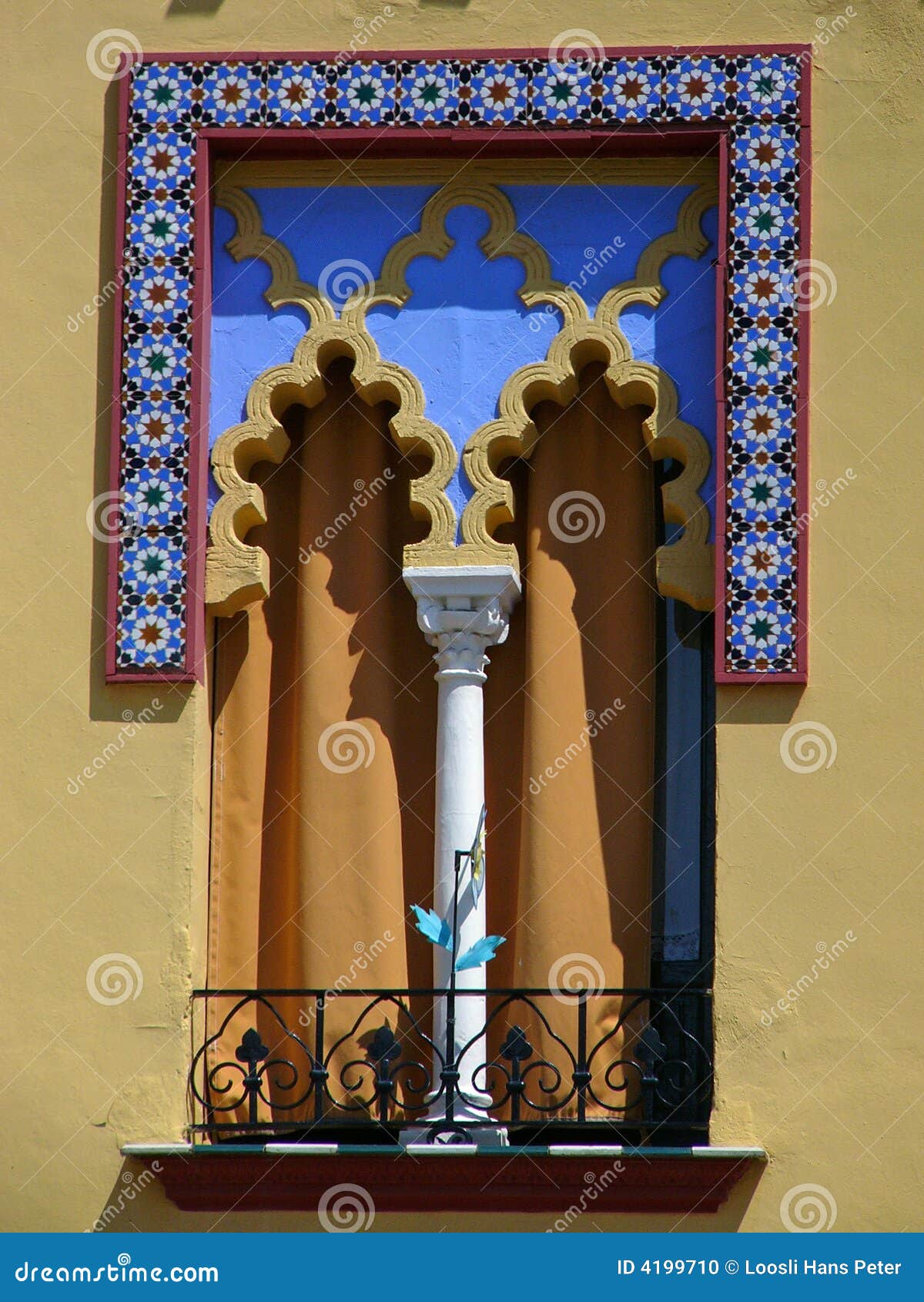 Two Arabian-style Windows On The Facade Of The Building Decorated With ...