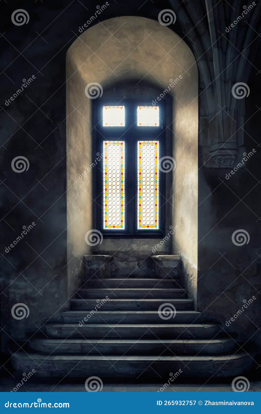 Window with Arch and Gothic Elements Stock Image - Image of historic ...