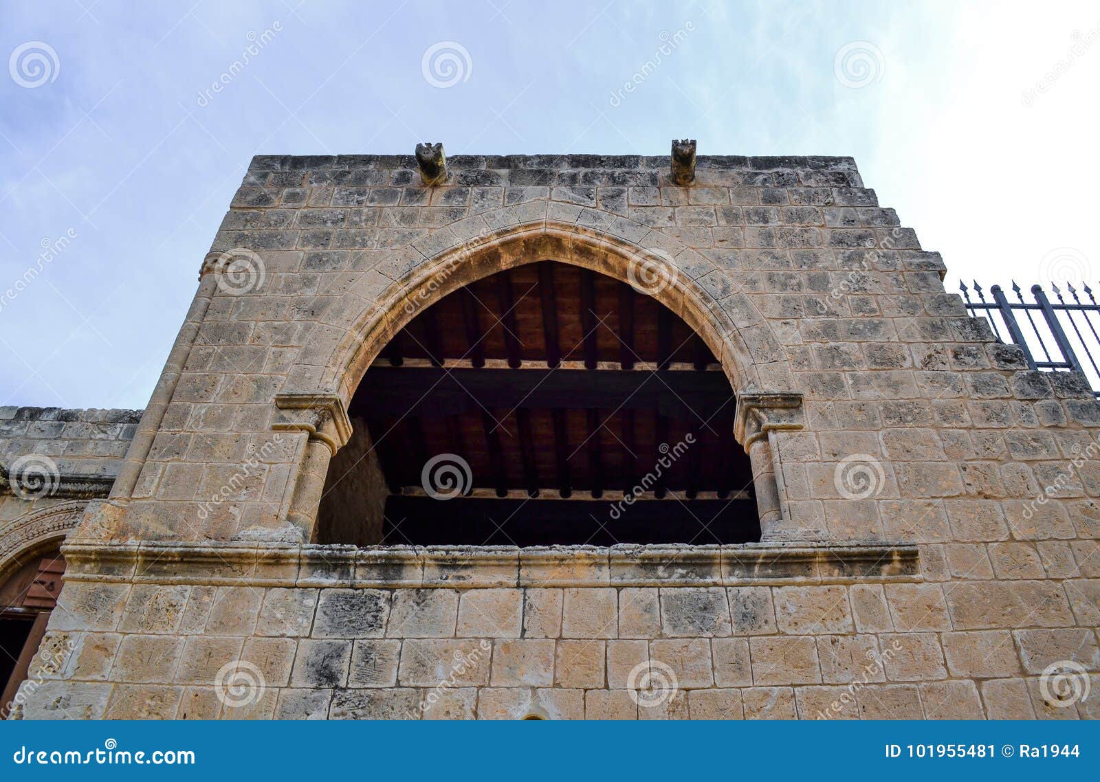 Window / Arch High in the Wall of an Ancient Castle. Bottom View Stock ...