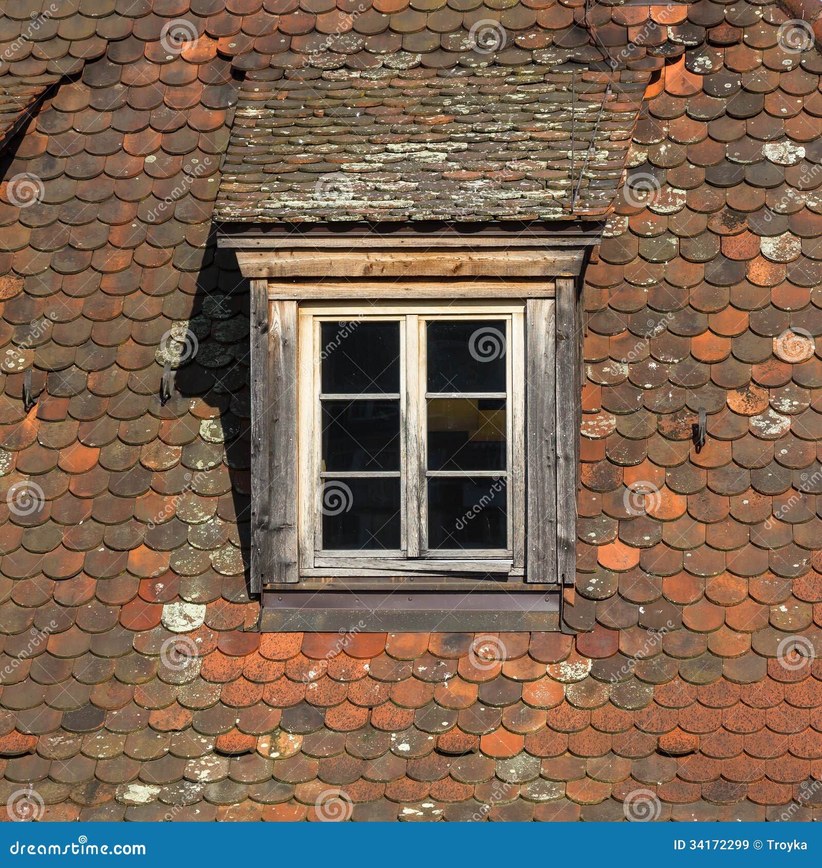 Window of Attic on Old Tiled Roof. Stock Image - Image of germany ...