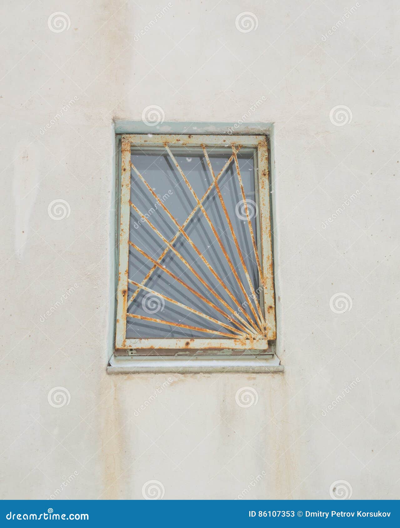 The Window and the Bars in a Rusty Condition Stock Image - Image of ...