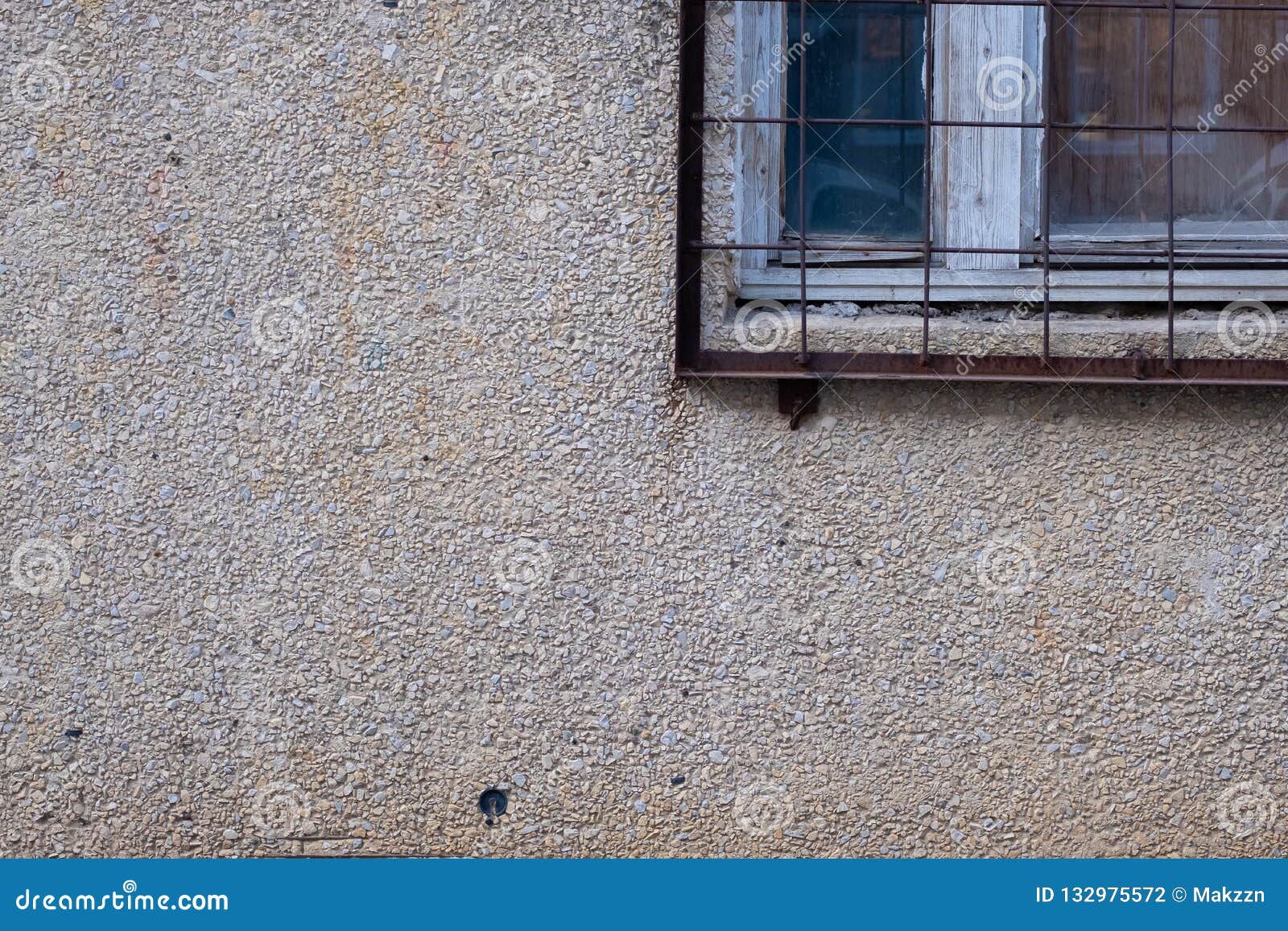 Window with Bars Texture Surface of Exposed Aggregate Finish Ground ...