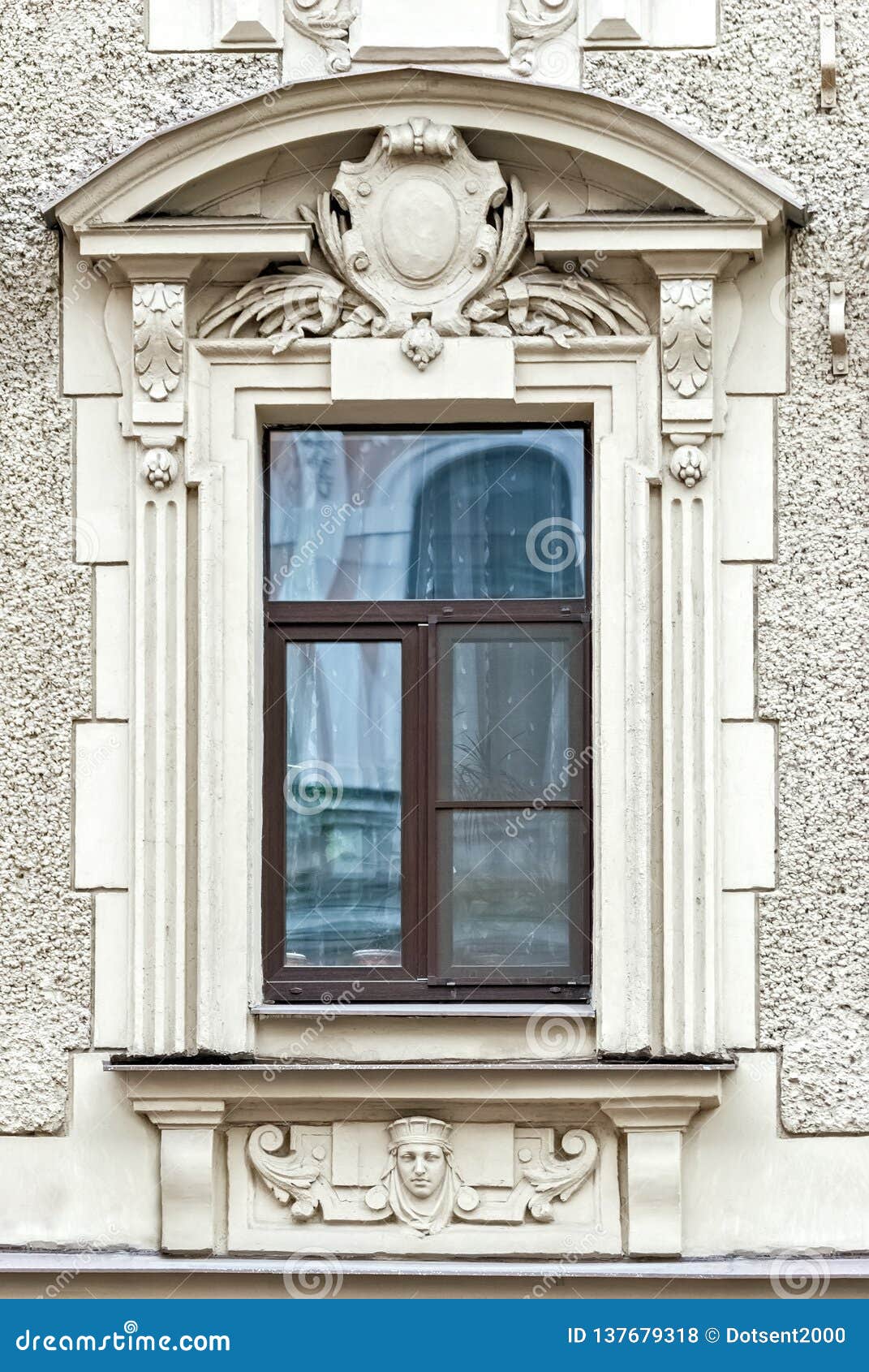 Window with bas-relief stock photo. Image of petersburg - 137679318