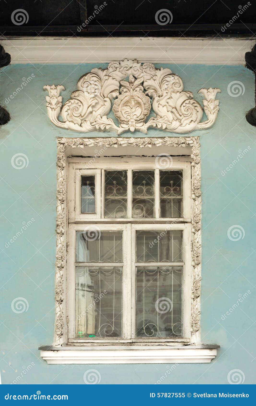 Window with Bas-reliefs and Molding in Antique Style Stock Image ...