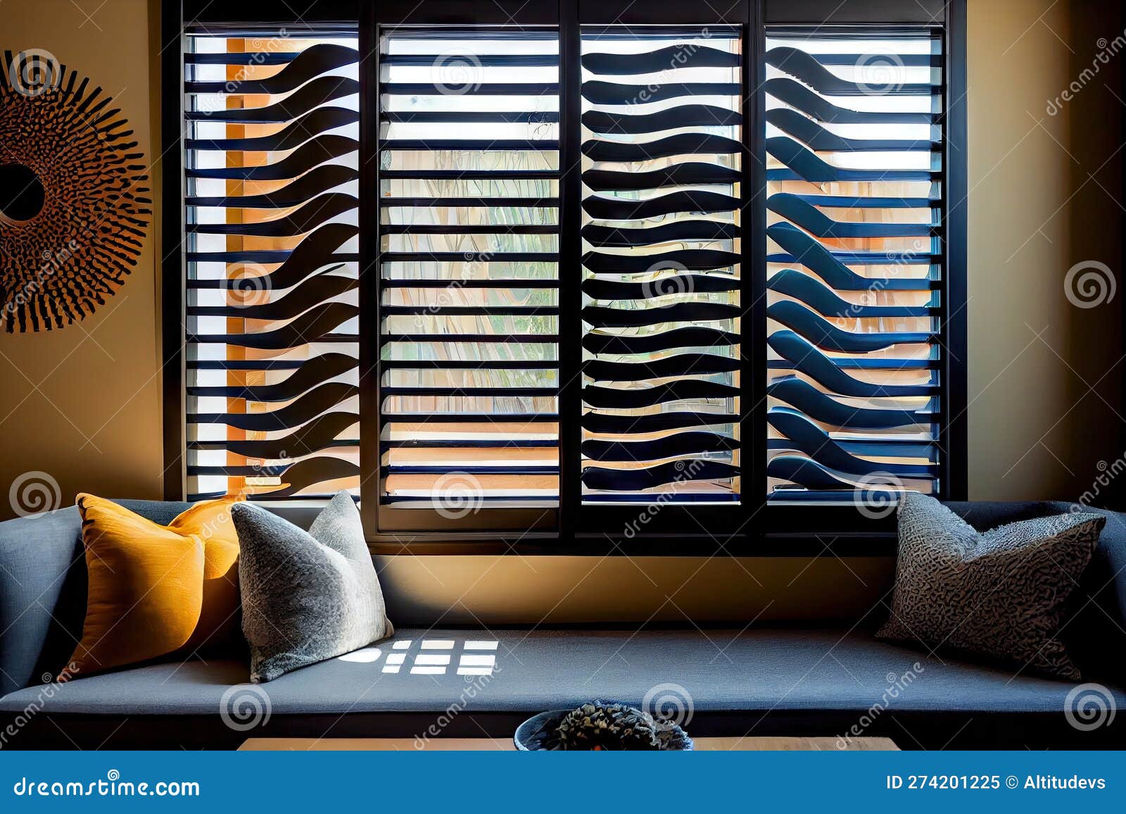 A Window with Beautiful, Custom Louvers that Complement the Room S ...