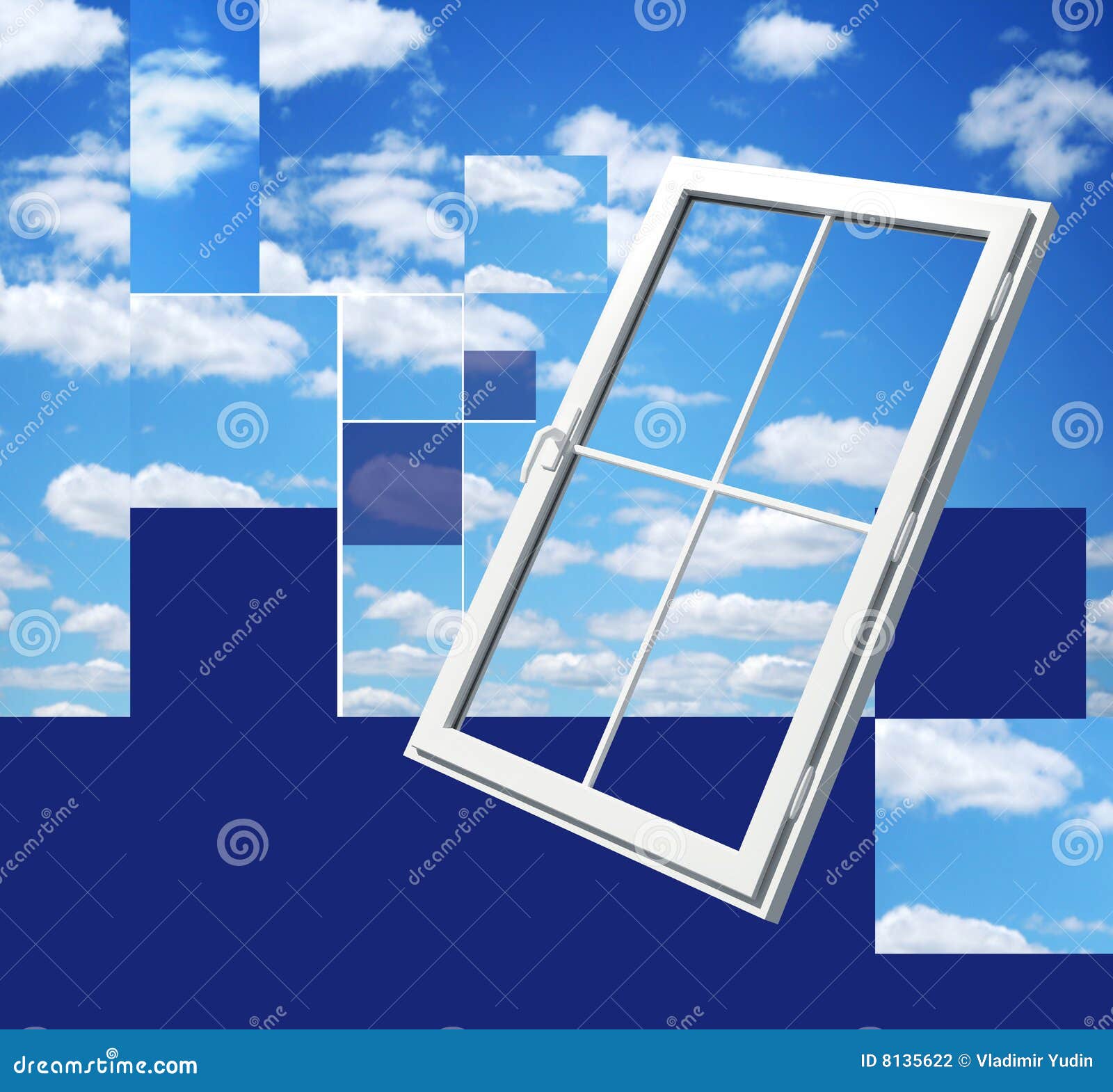 Window on beautiful sky stock illustration. Illustration of scenery ...