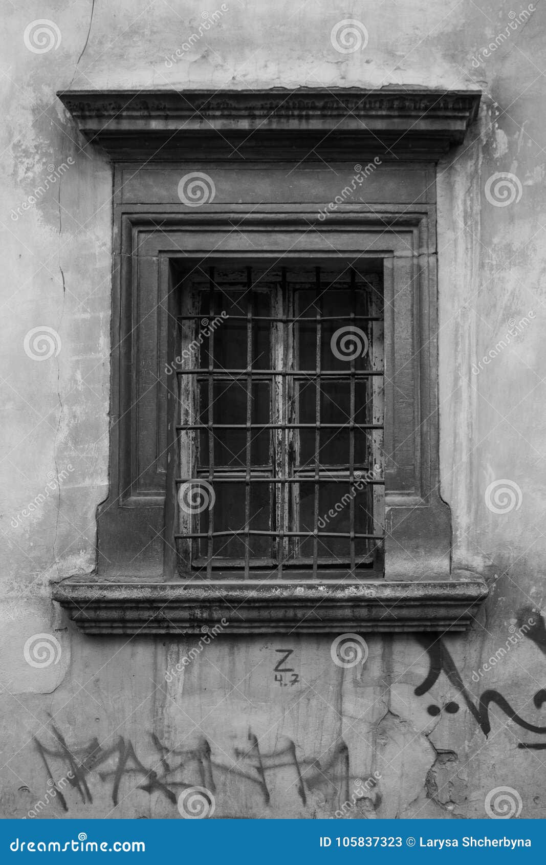 Window Behind the Bars in the Old Building Stock Image - Image of ...