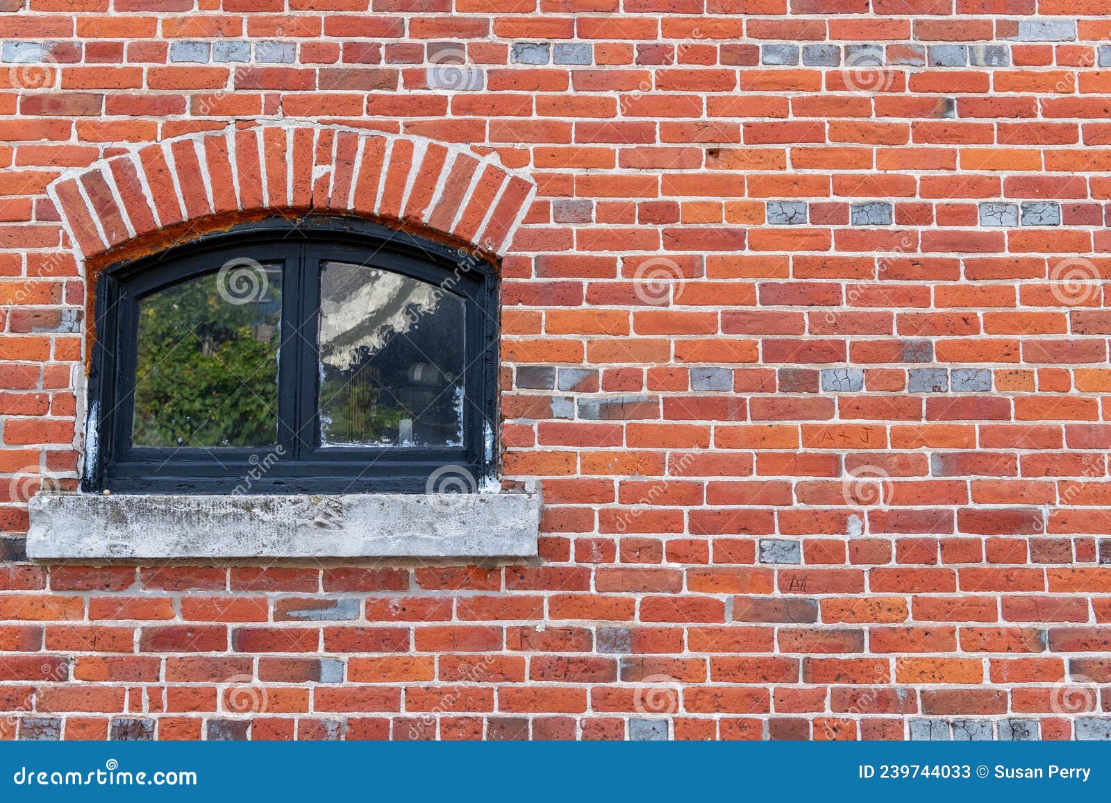 Window Black Frame in a Red Brick Building, Brickwork Stock Image ...
