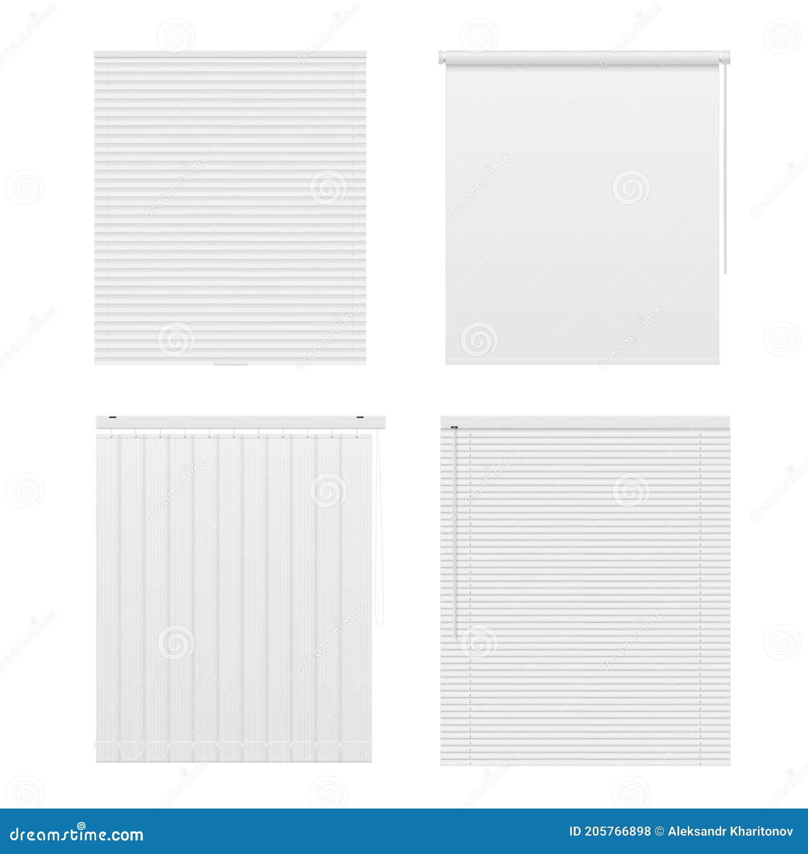 Window Blinds Horizontal and Vertical Roller Shade Realistic Mockups ...