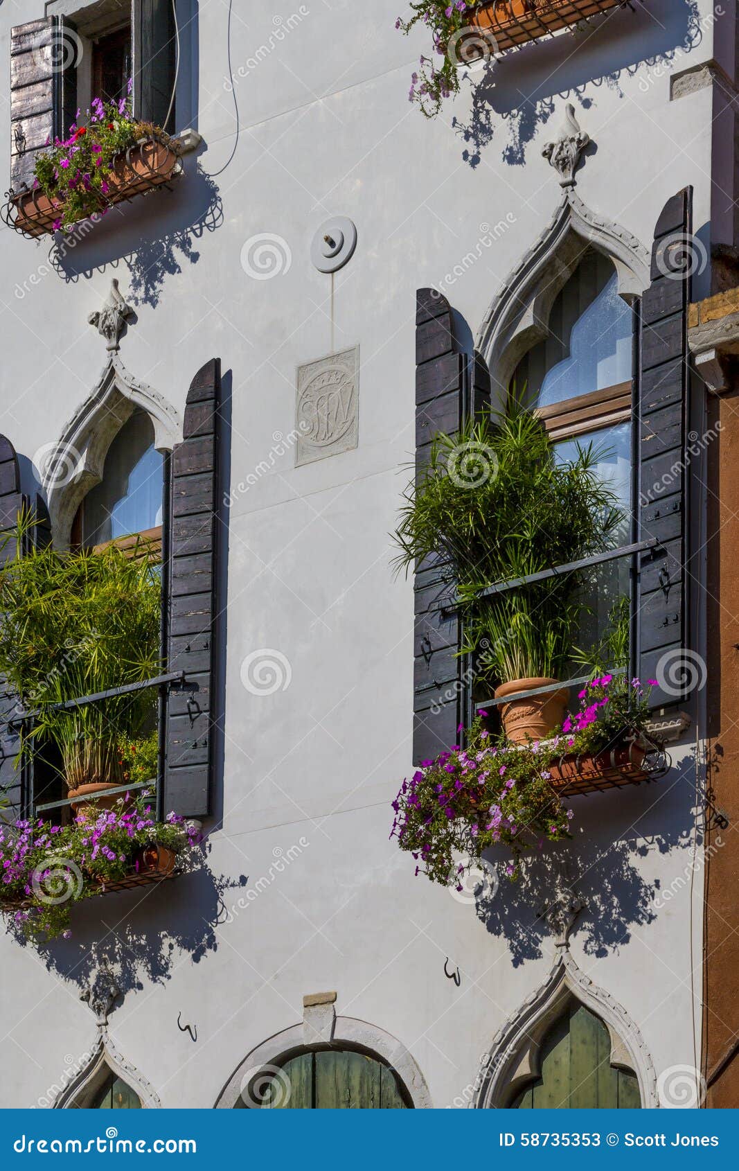 Window Boxes in Venice, Italy Stock Image - Image of sidewalk ...
