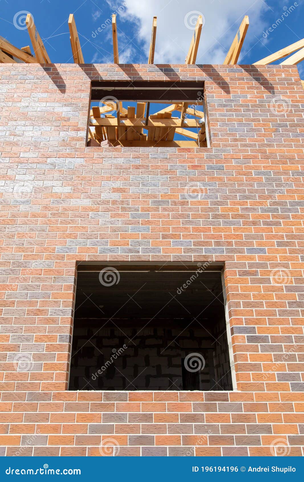 A Window in a Brick House Under Construction Stock Photo - Image of ...
