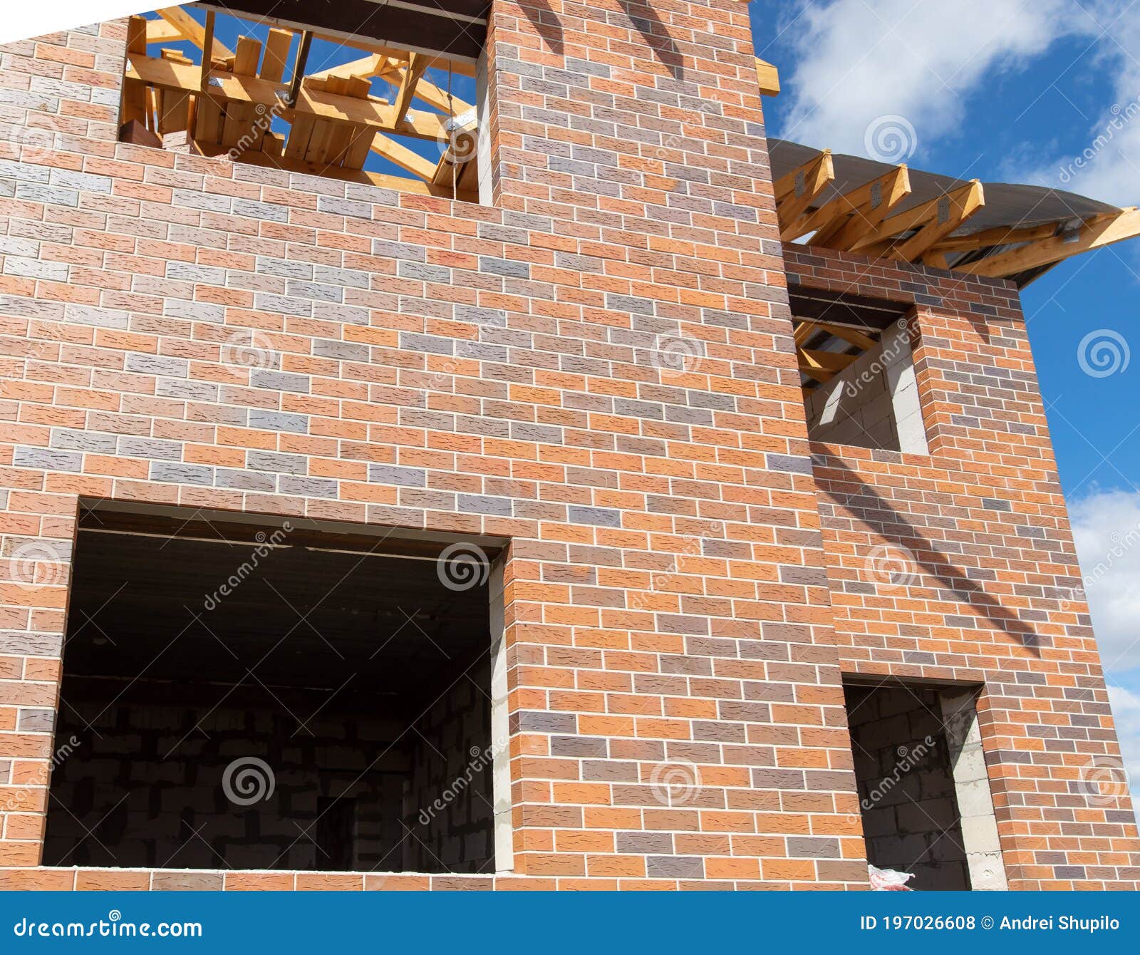 A Window in a Brick House Under Construction Stock Photo - Image of ...