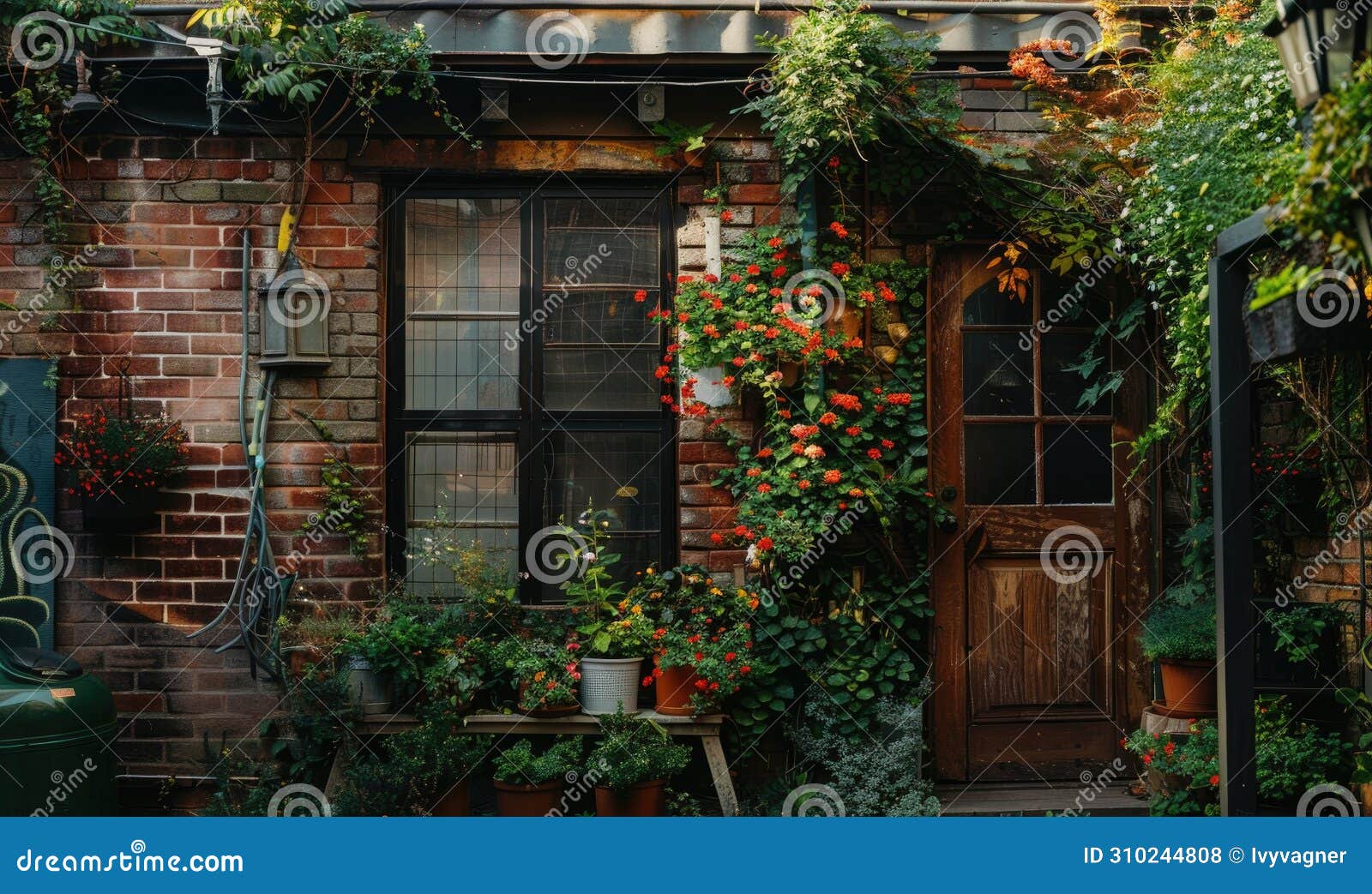 Window and Brick Wall Covered with Flowers Stock Photo - Image of city ... Window and Brick Wall Covered with Flowers Stock Photo - Image of city ...