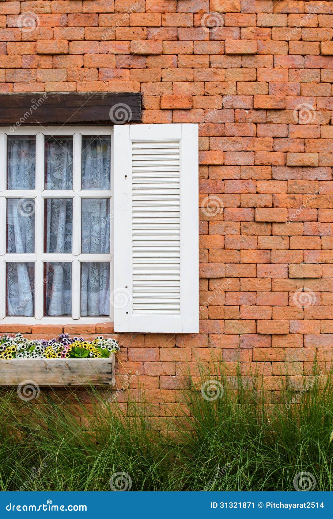 Window With Brick Wall Red. Stock Image - Image of grunge, city: 31321871
