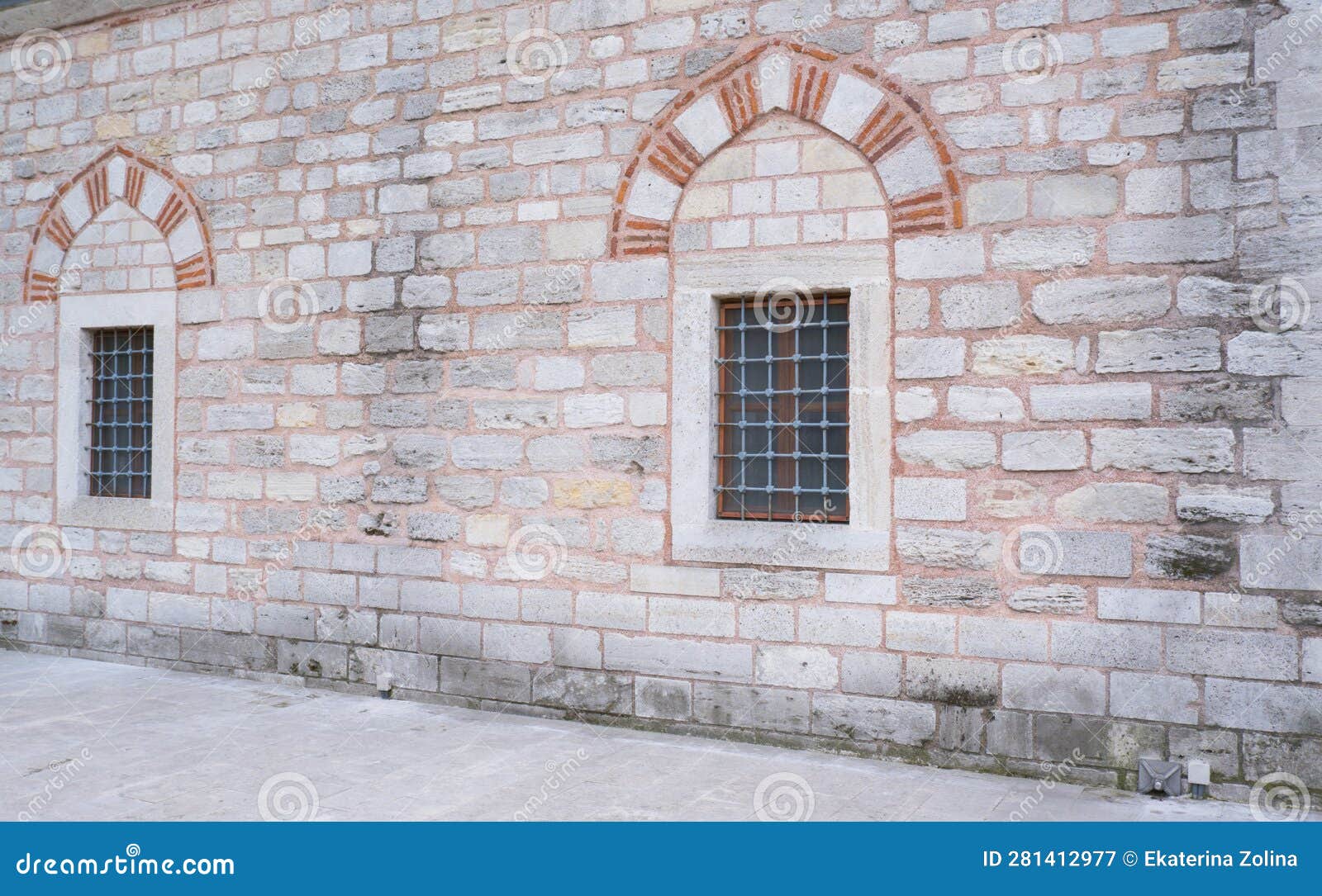 Window on a Brick Wall Under Brick Arch. Stock Image - Image of frame ...