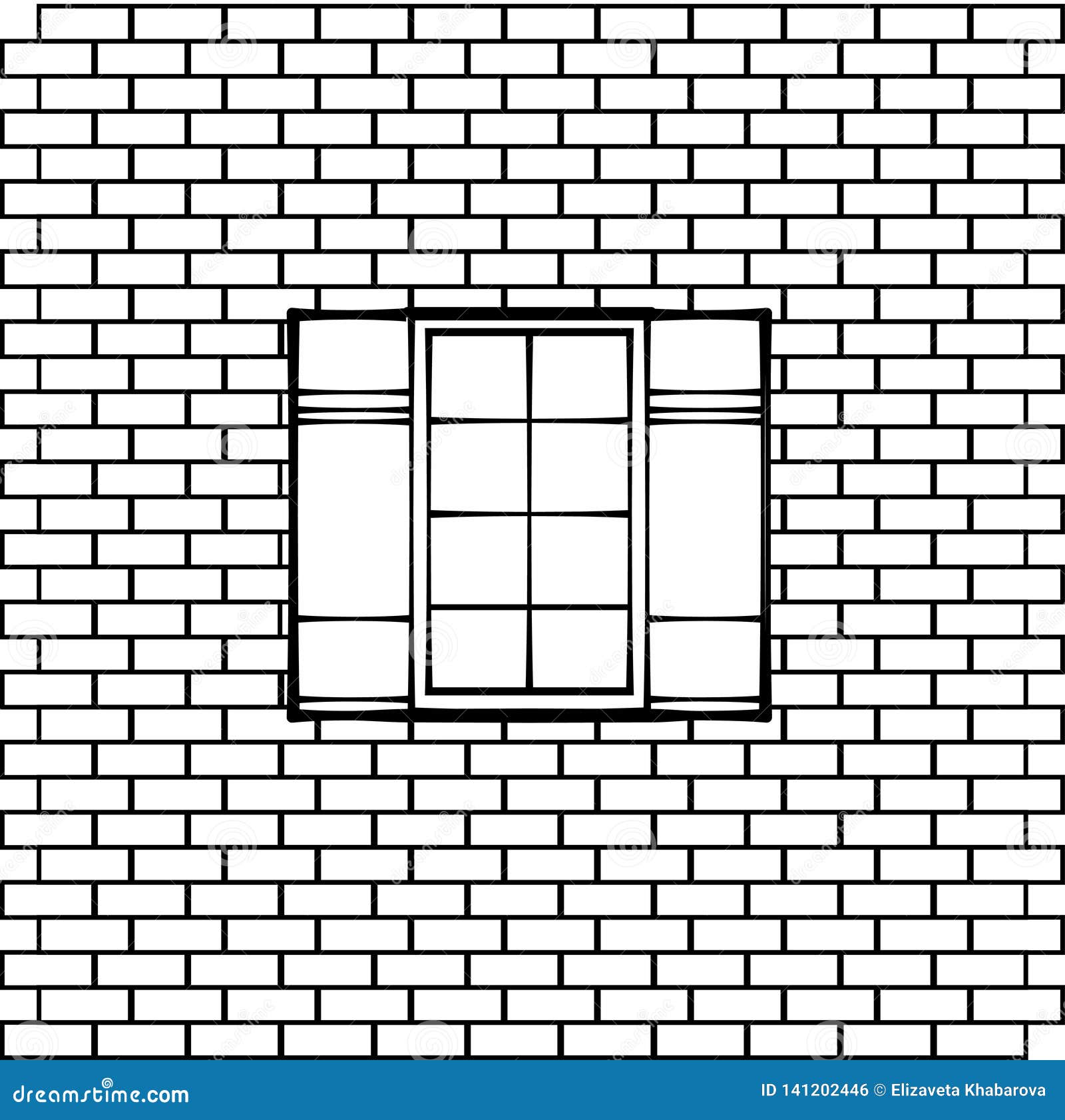 Window on a brick wall. stock vector. Illustration of graphic - 141202446