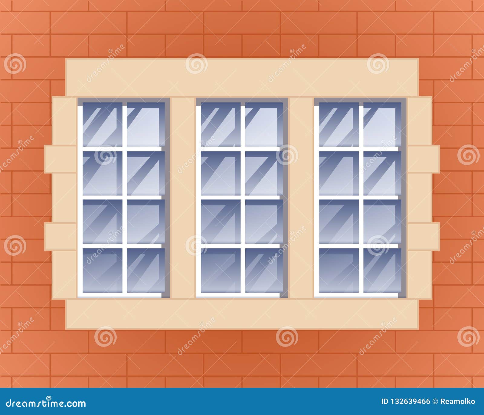Window and Brick Wall Vector Illustration. Stock Vector - Illustration ...