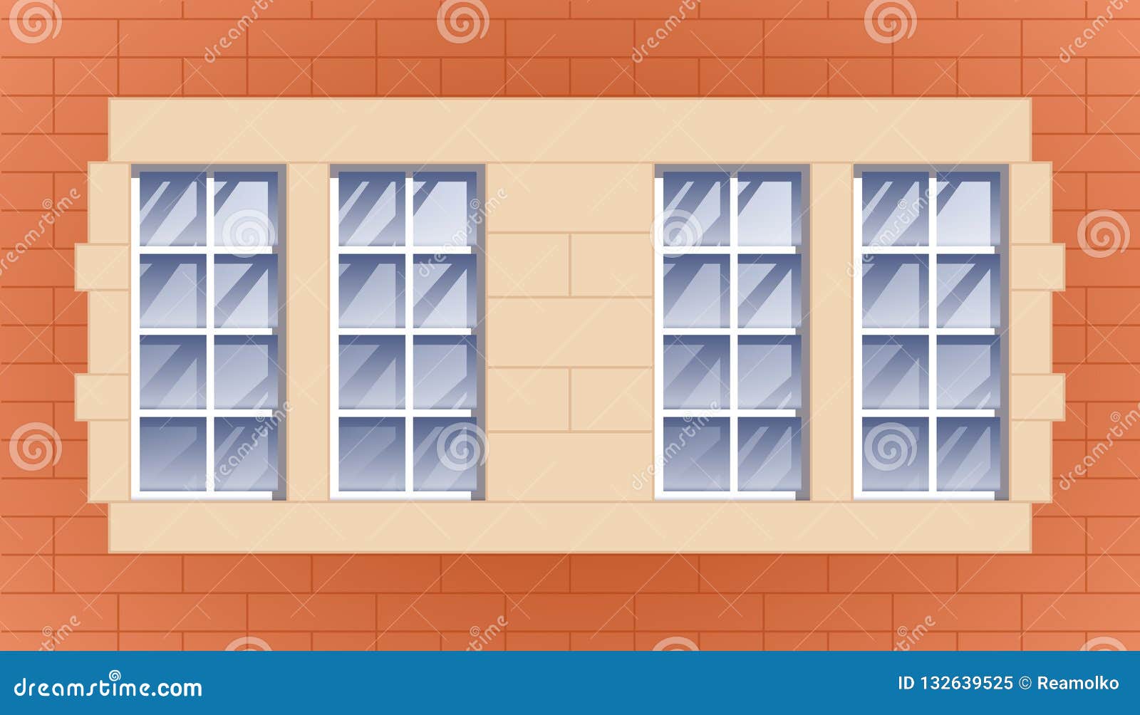 Window and Brick Wall Vector Illustration. Stock Vector - Illustration ...