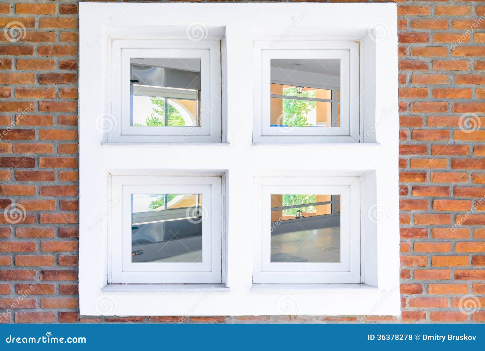 Window in Brick Wall with View Inside the Interior Stock Photo - Image ...