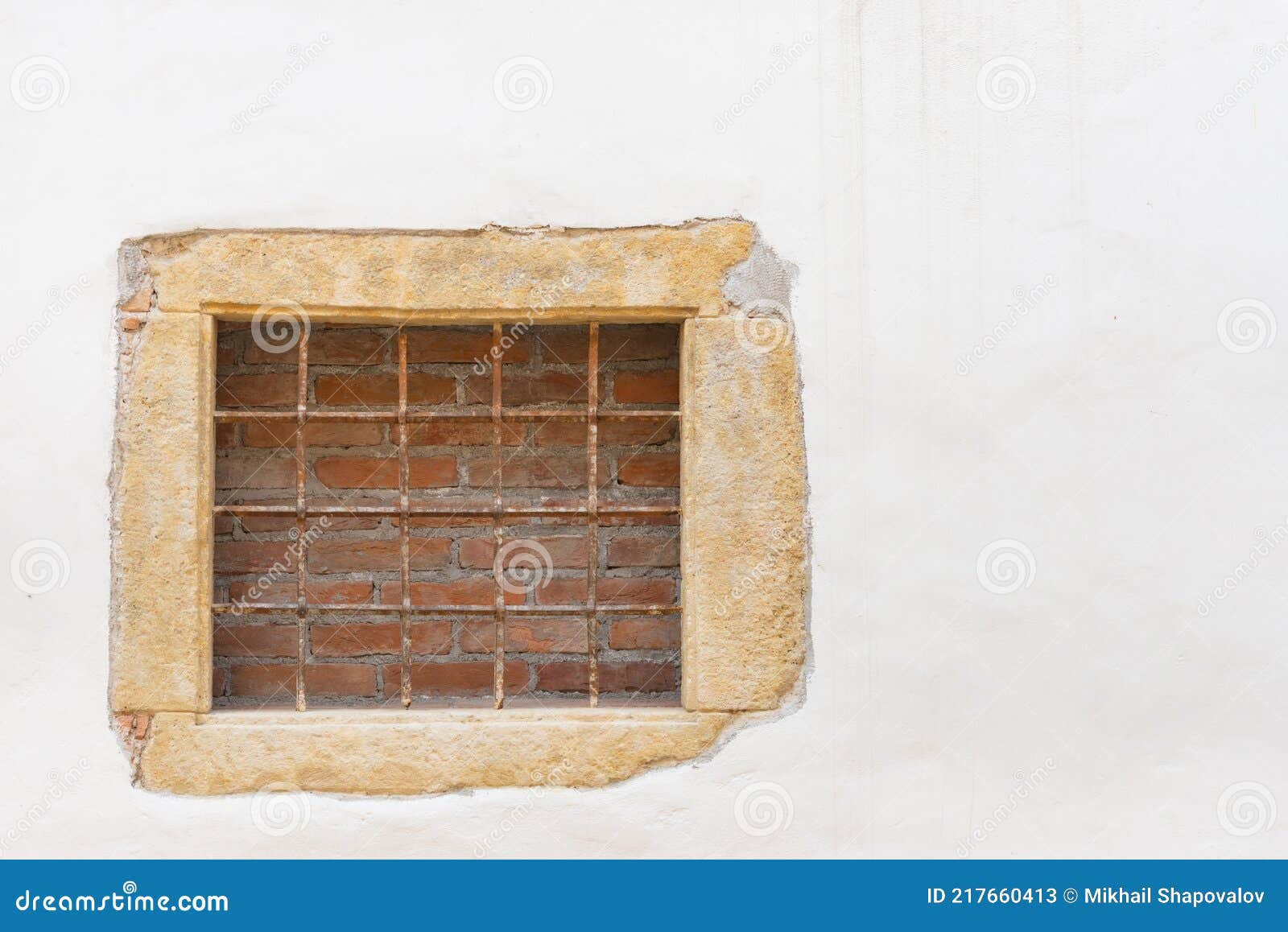 The Window is Bricked Up with Bricks and Bars Stock Image - Image of ...