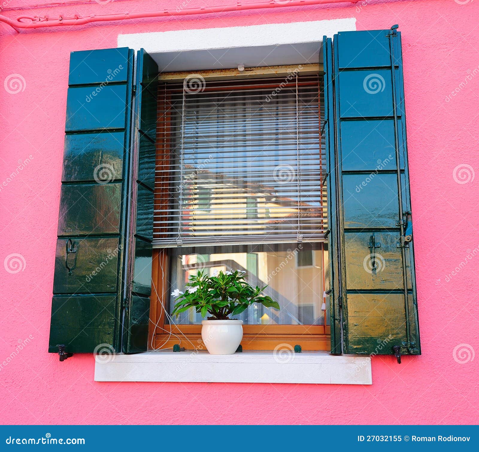 Window of a Bright Pink House Stock Image - Image of architectural ...