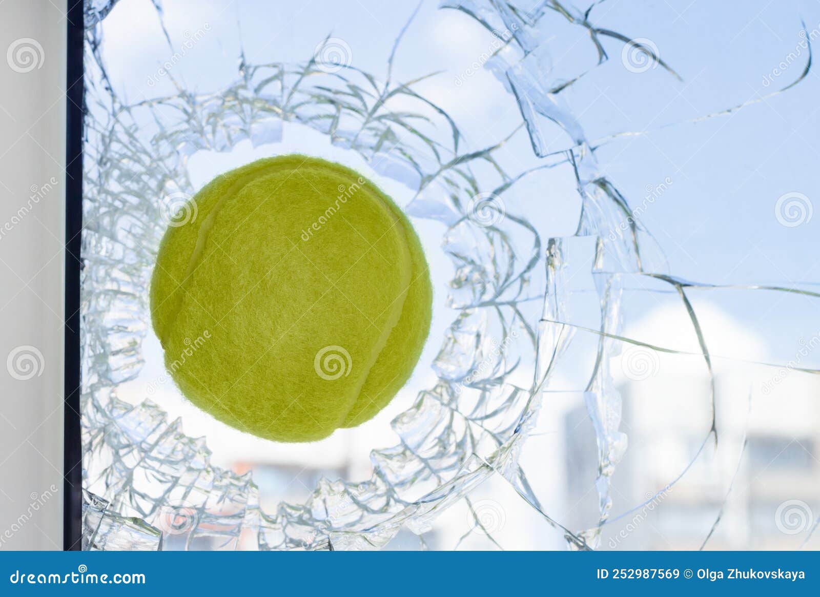 The Window is Broken by a Ball Stock Image - Image of crushed, broken ...