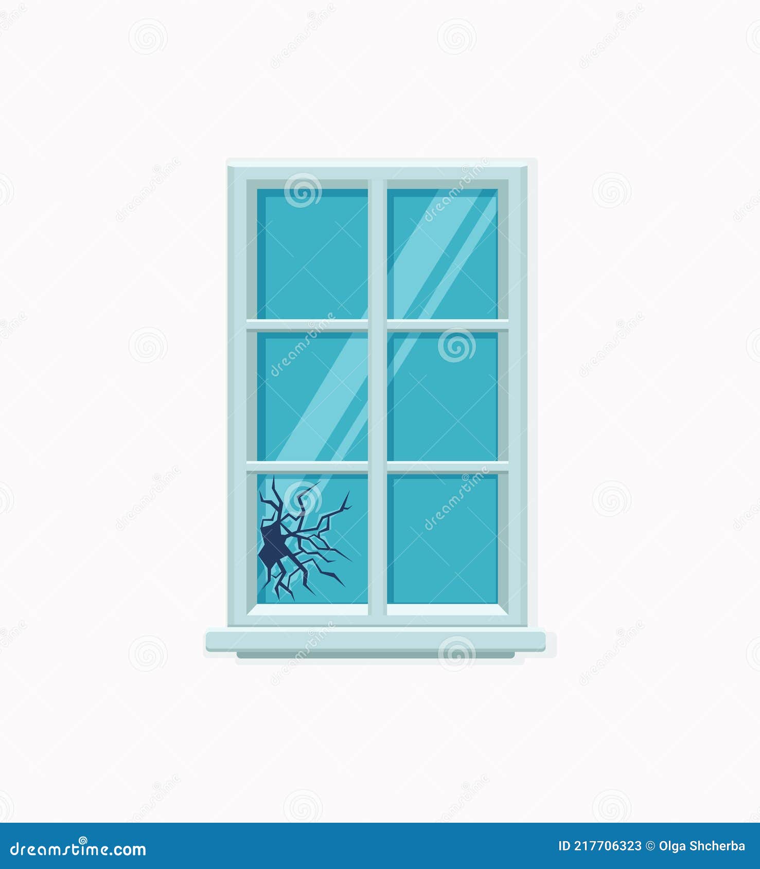 Window Broken with Cracked Glass Vector Illustration. Stock Vector ...