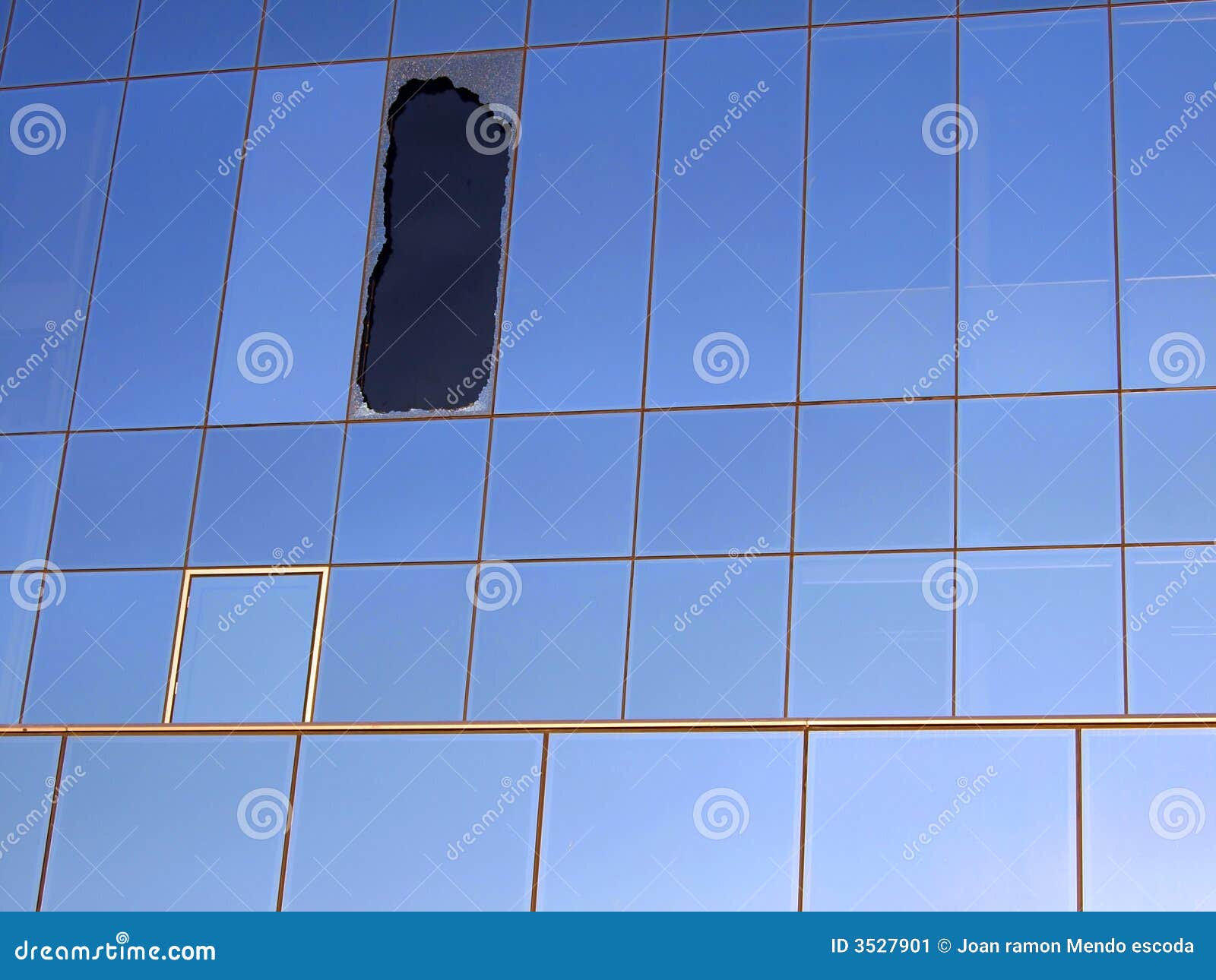 Window broken by impact stock image. Image of insurance - 3527901