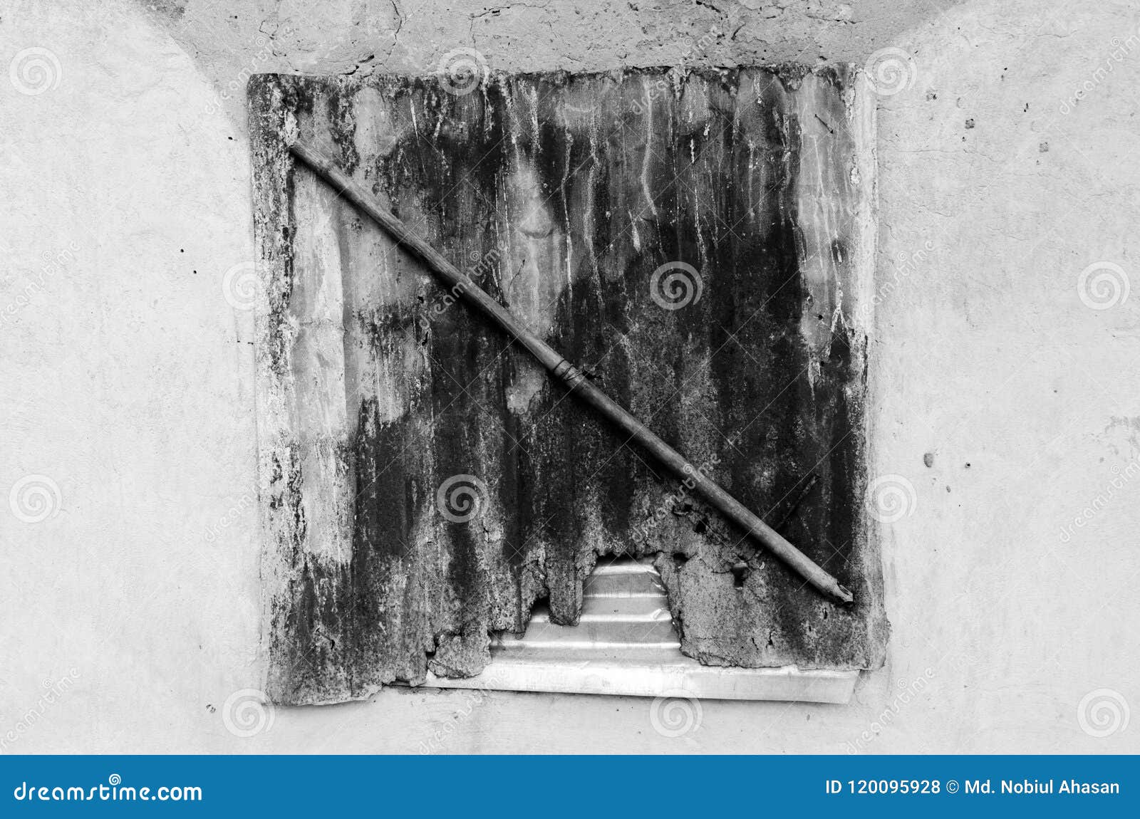 Window with Broken Tin Shade Stock Photo - Image of residential, dirty ...