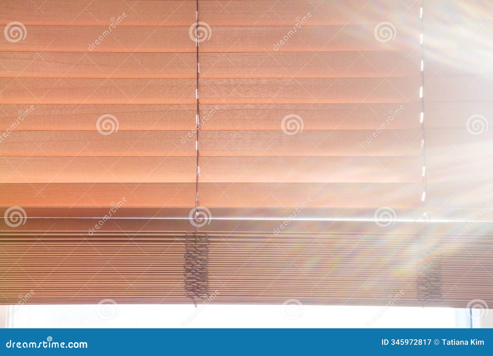 Window with Brown Wooden Blinds Close-up Front View. Stock Image ...