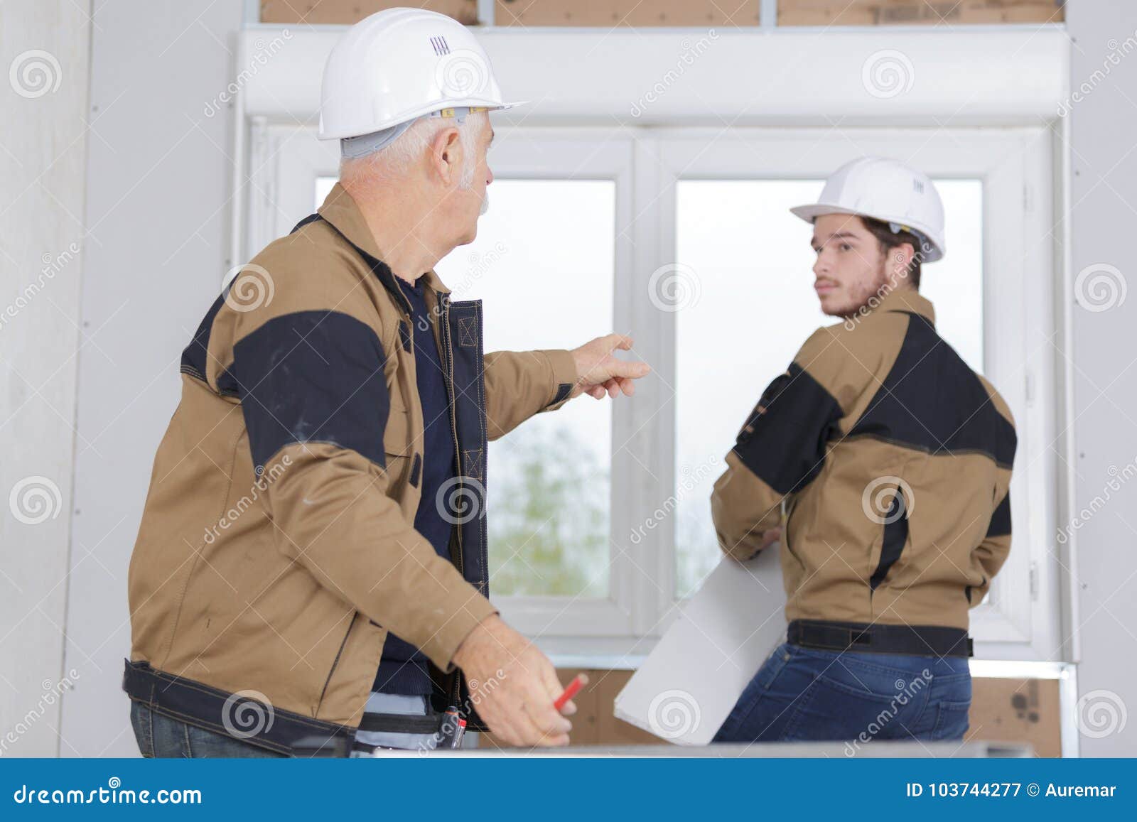 Window Builder Working on Mount New Installation Stock Image - Image of ...