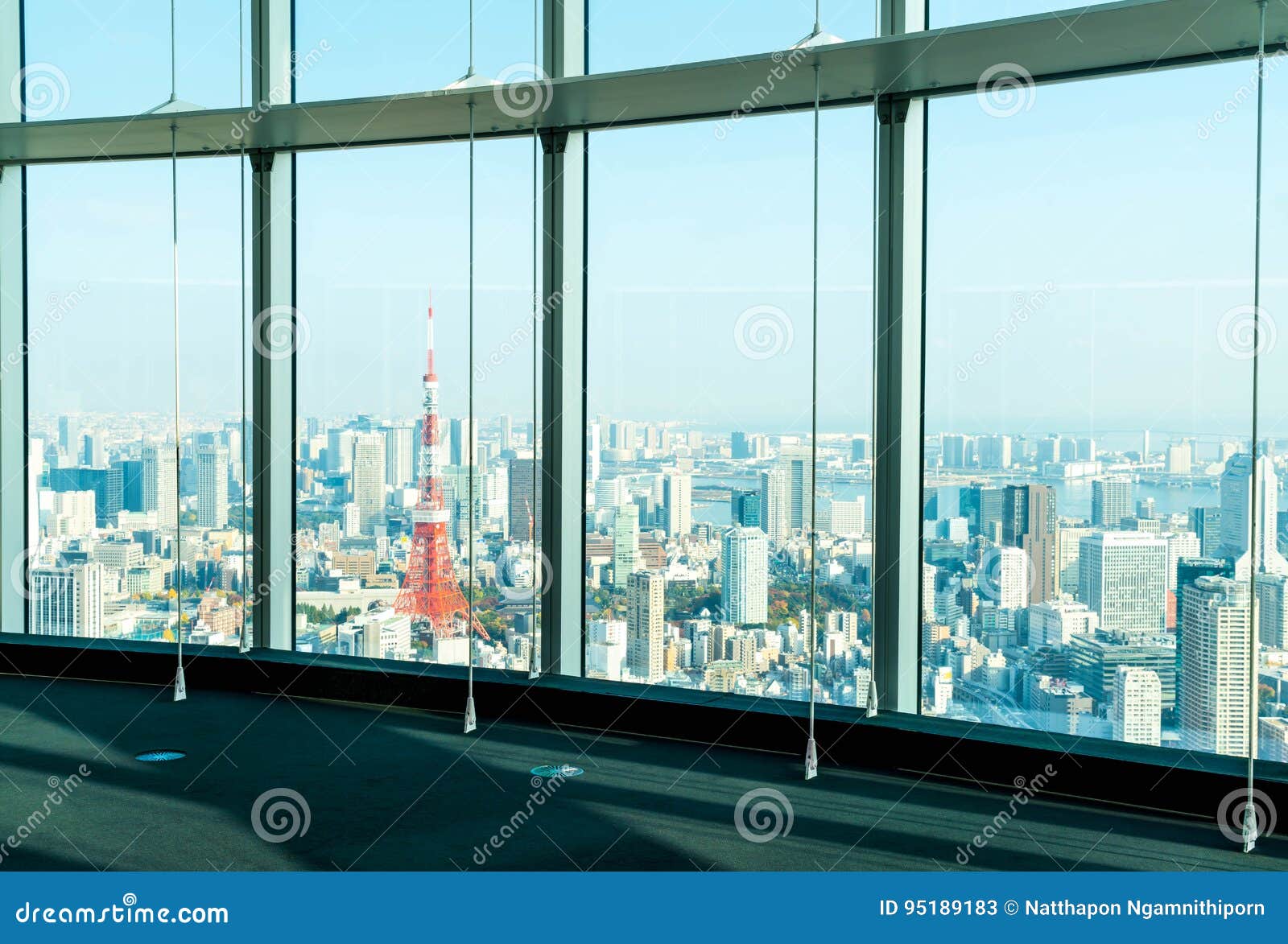 Window of Building with Tokyo Tower Background Stock Image - Image of ...