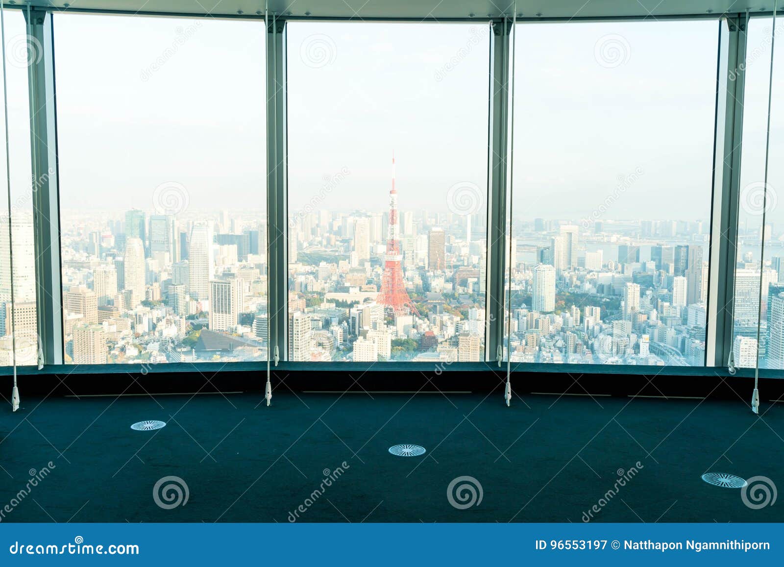 Window of Building with Tokyo Tower Background Editorial Photography ...