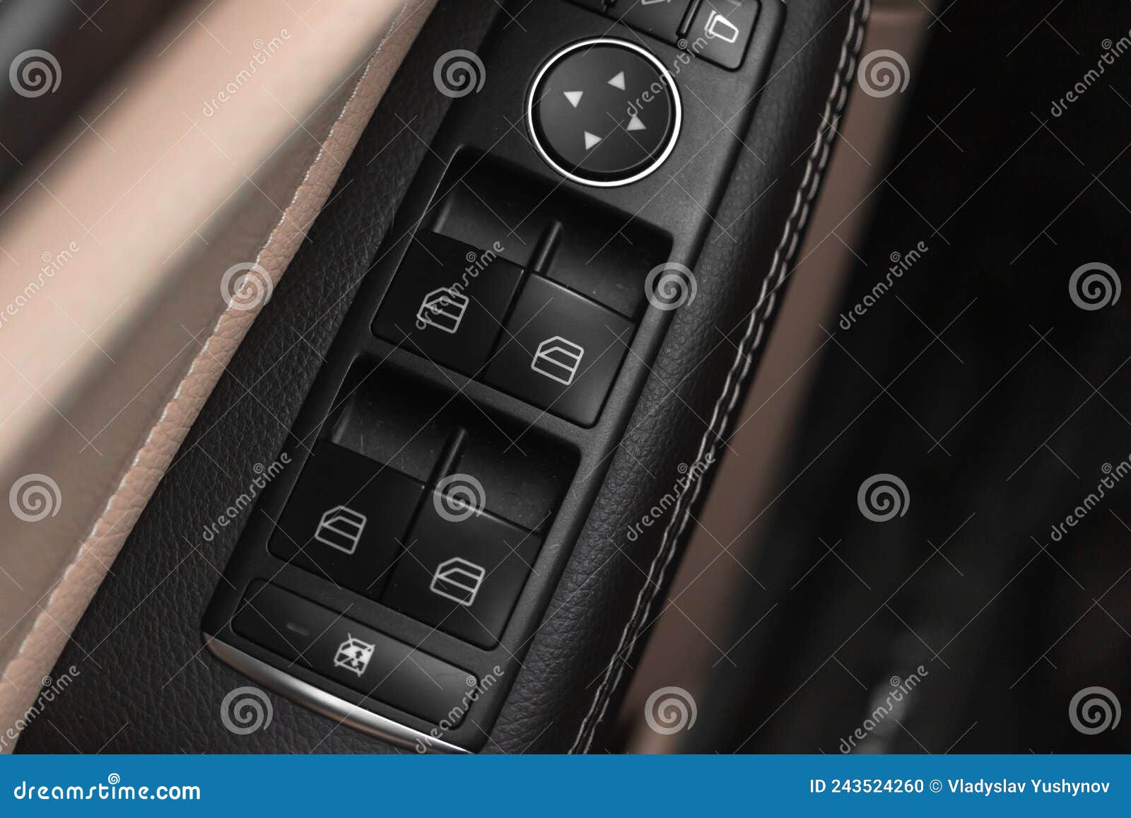 Window Buttons Inside Luxury Car. Automatic Power Controlling System ...